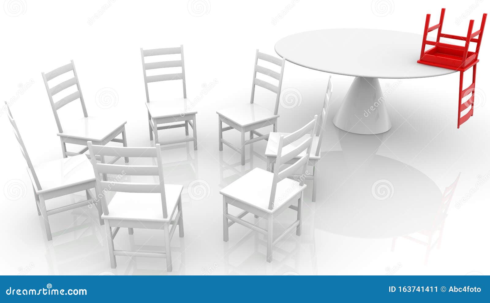 Seven,eight Chair Concept in White and Red Stock Illustration ...
