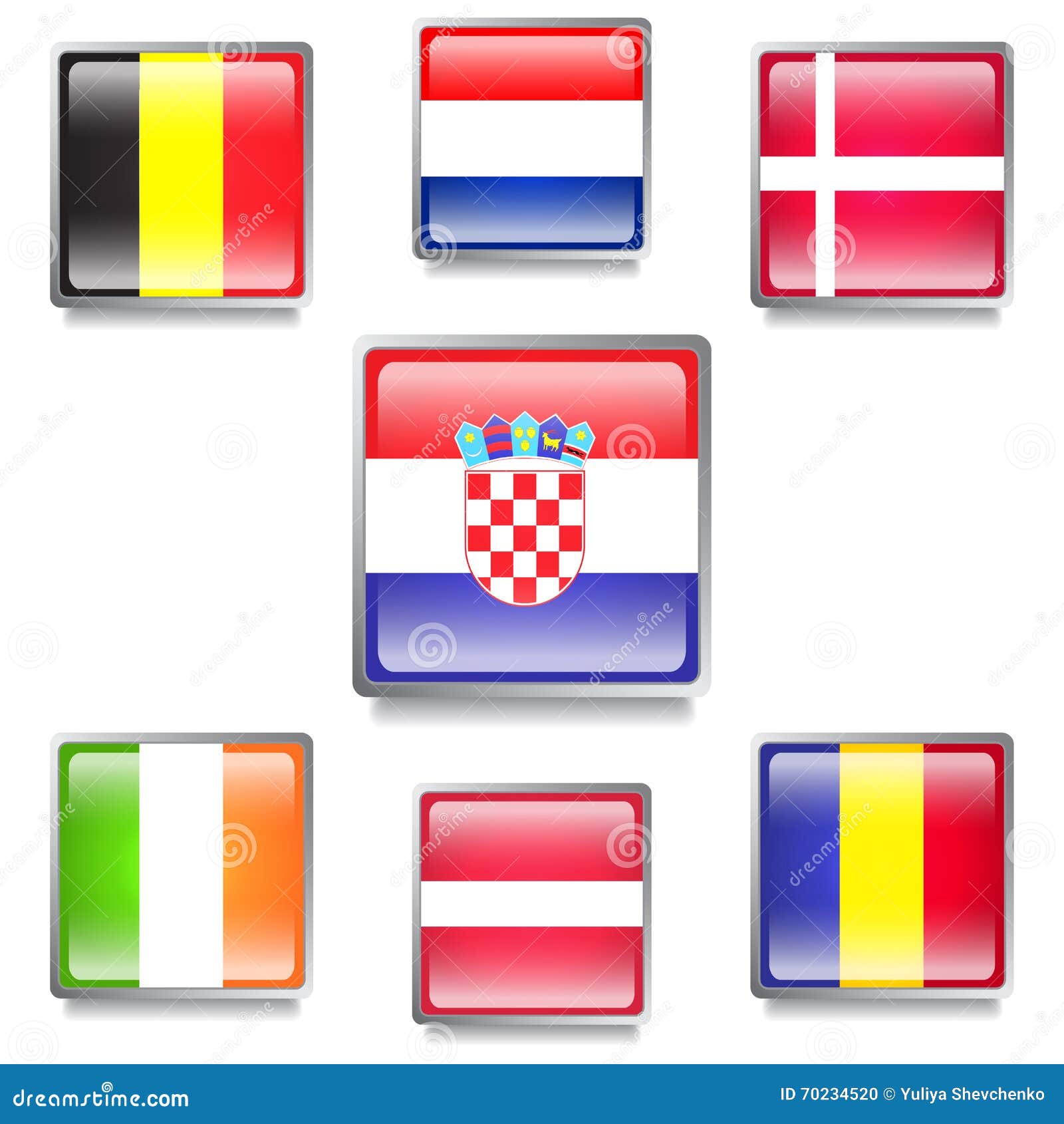 Seven European Countries Flags Made As Web Buttons Stock Vector ... Seven European Countries Flags Made As Web Buttons Stock Vector ...