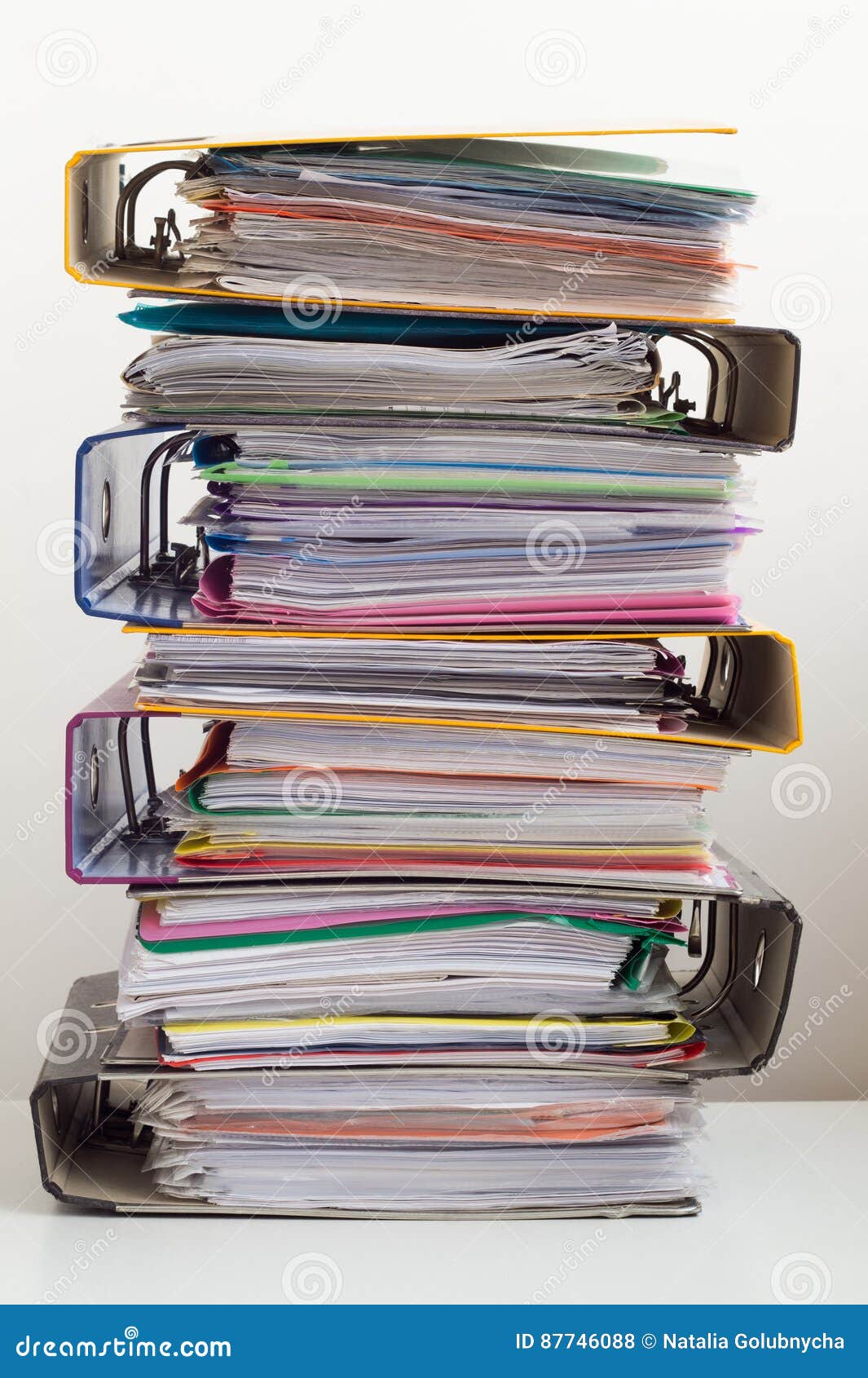 Seven Folders with Documents Stacked in Pile on the Table Stock Photo ...