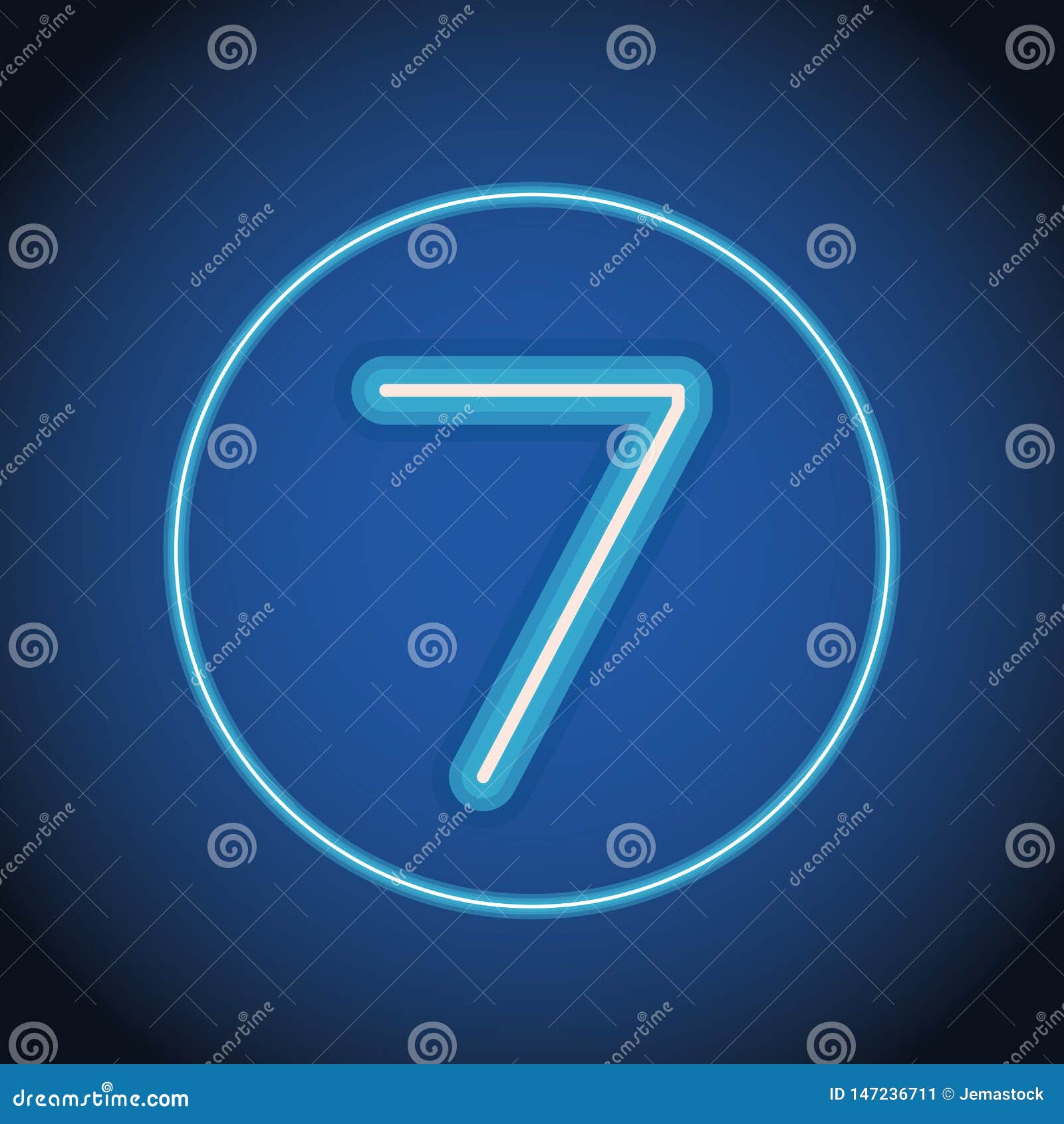 Seven font number neon stock vector. Illustration of neon - 147236711