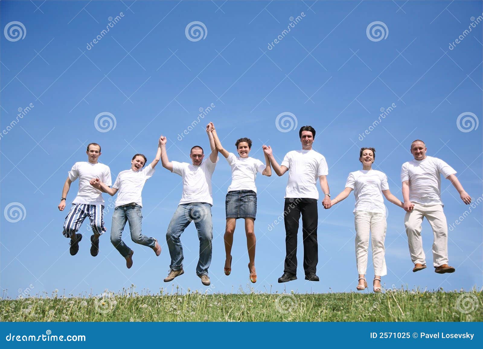 Seven friends stock image. Image of color, team, couple - 2571025