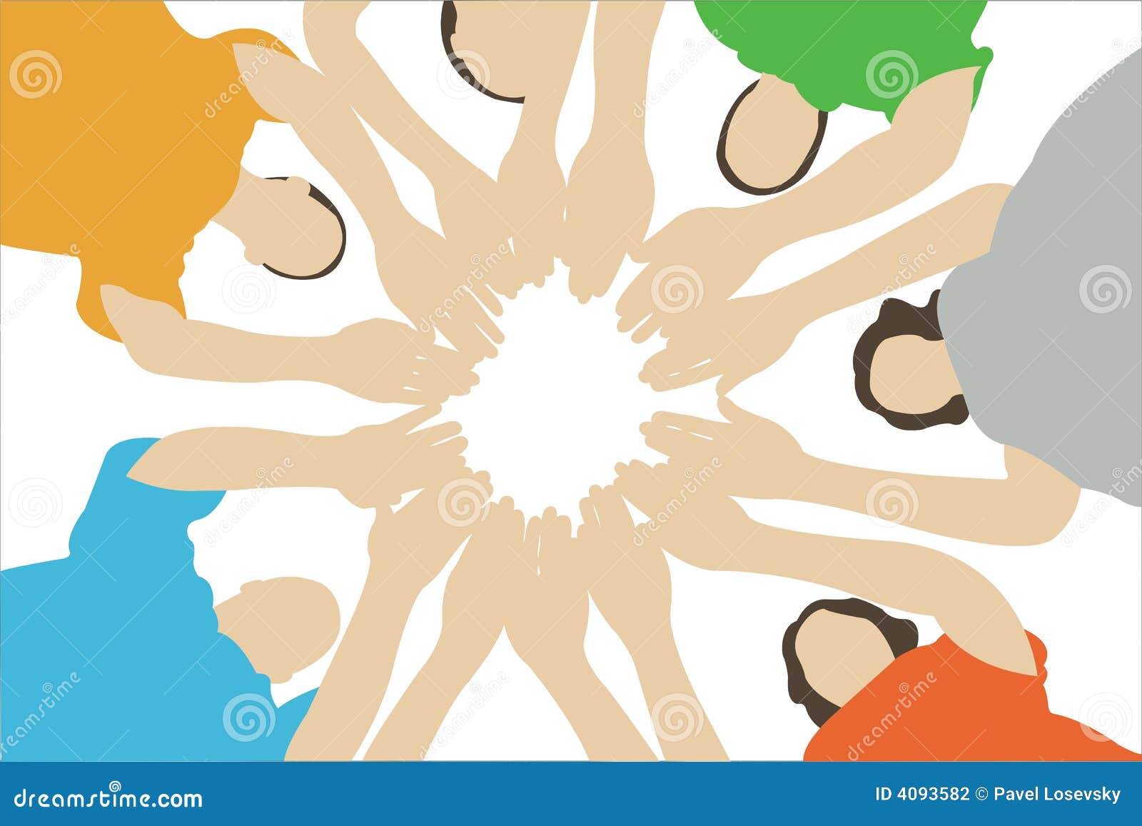 Seven Friends Connected Hands Stock Vector - Illustration of holiday ...