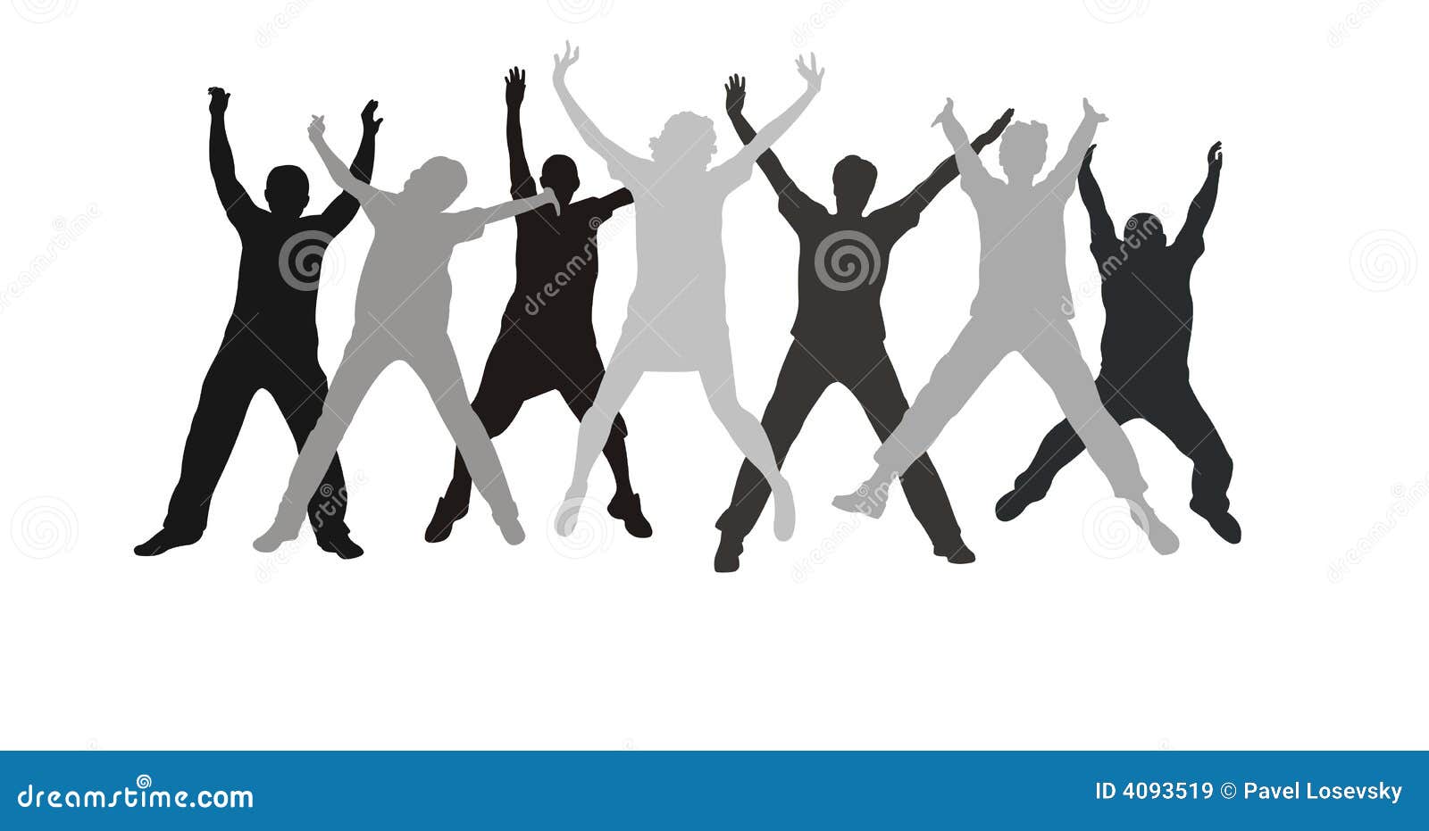 Seven friends hands jump stock vector. Illustration of beauty - 4093519
