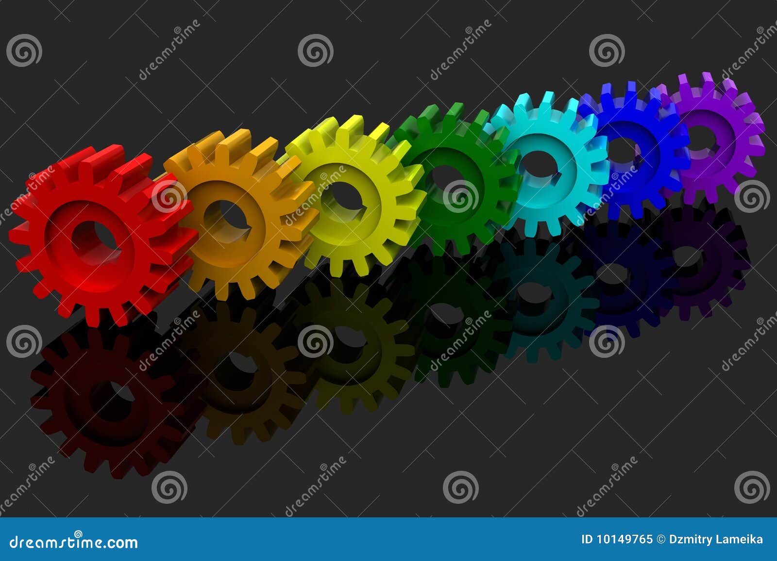 Seven gears stock illustration. Illustration of parts - 10149765