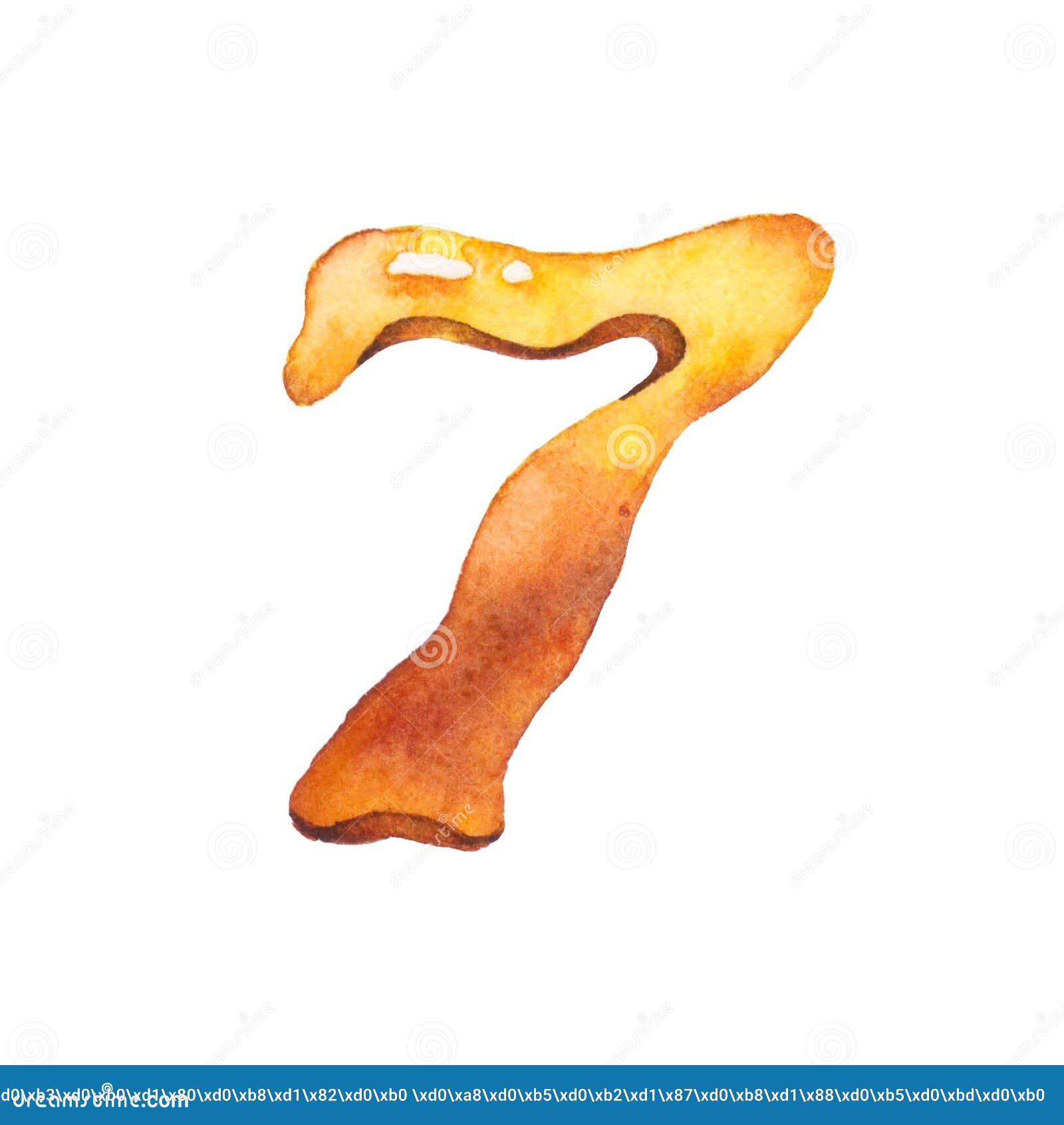 Seven - Hand Painted Yellow Watercolor Numbers Stock Illustration ...