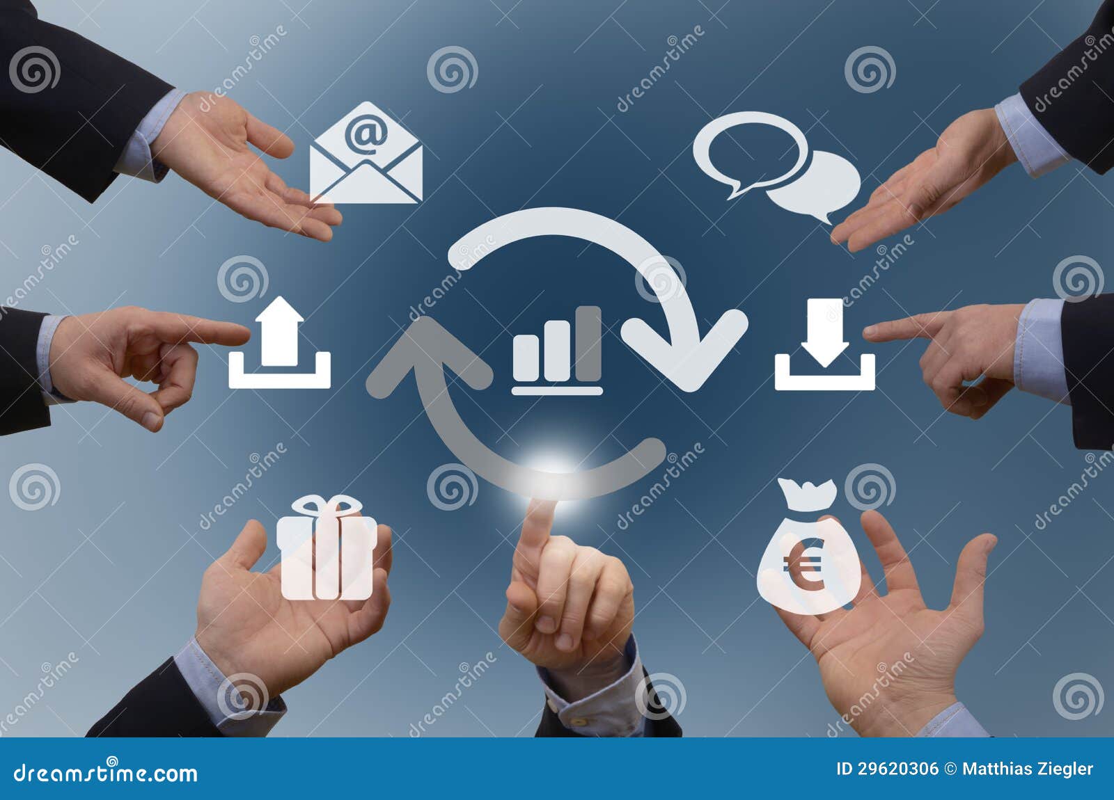 Seven Hands with Shareconomy / Exchange - Illustration Stock Photo ...