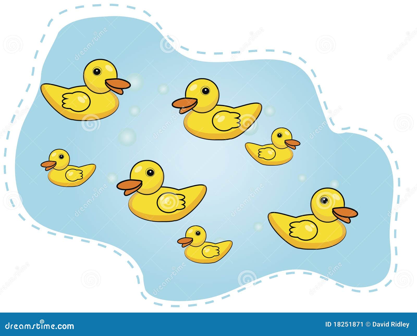 Seven Happy Ducks Swimming In A Pond Stock Image - Image: 18251871