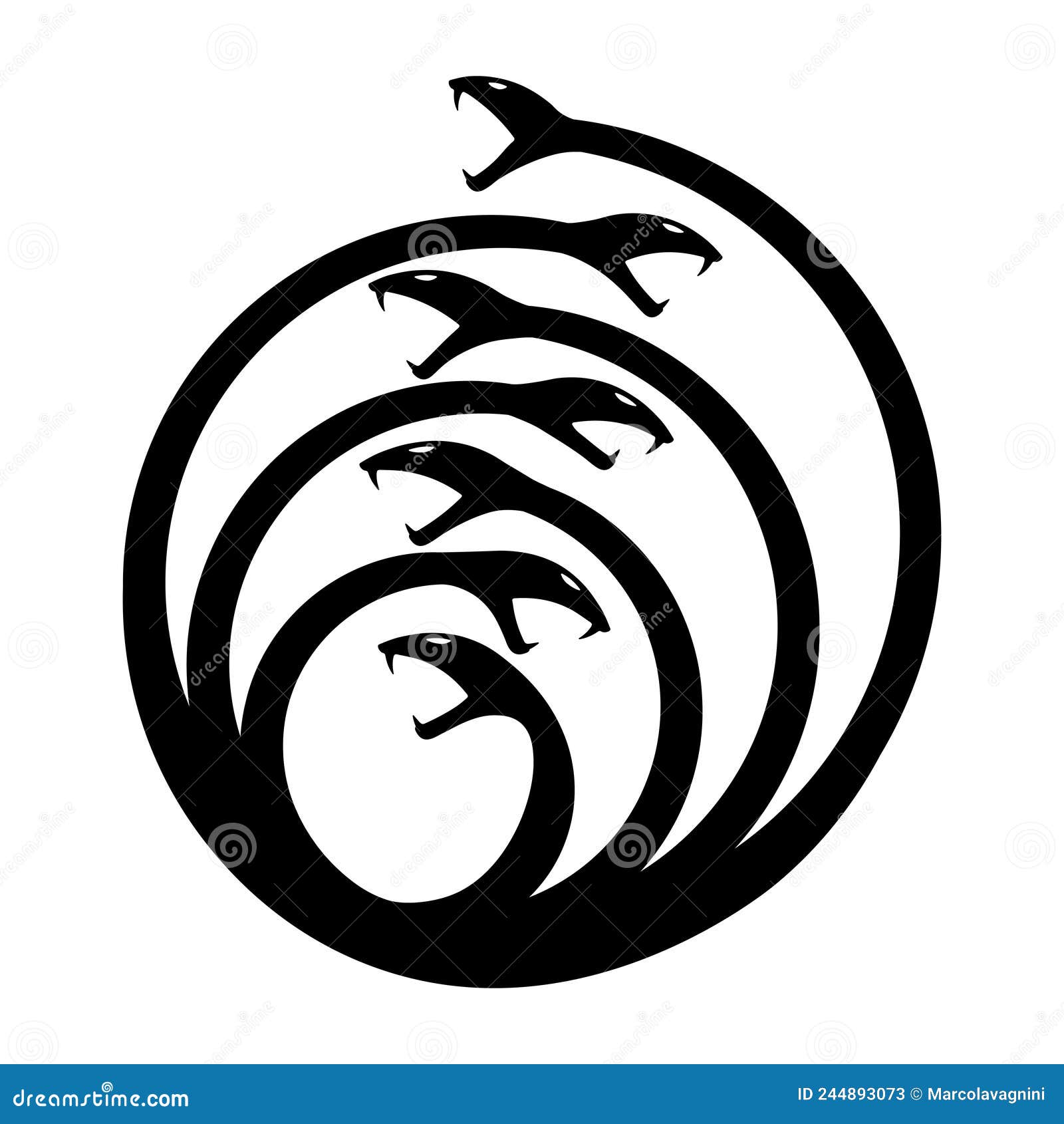 Seven Head Hydra Symbol Ouroboros Style Stock Vector - Illustration of ...