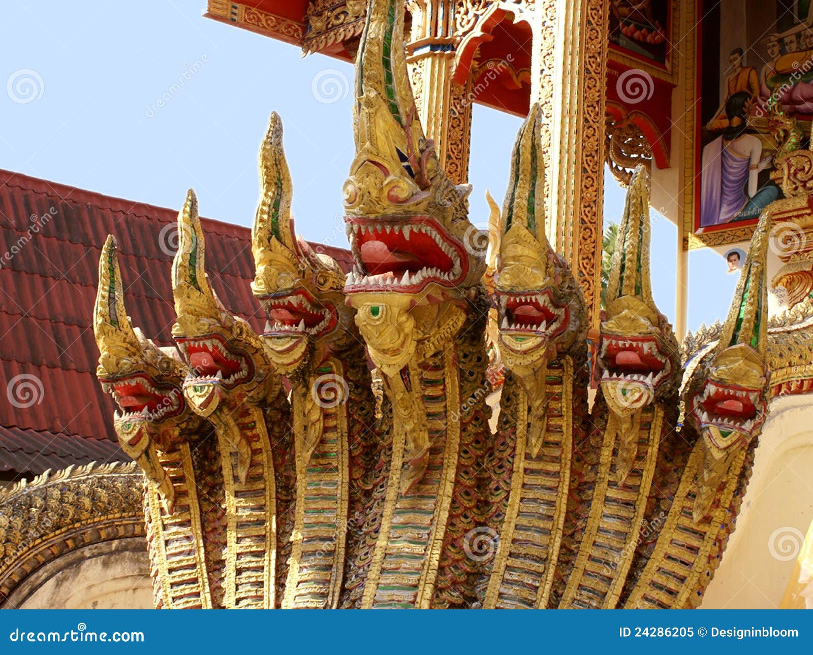 Seven Headed Dragon stock image. Image of south, heads - 24286205