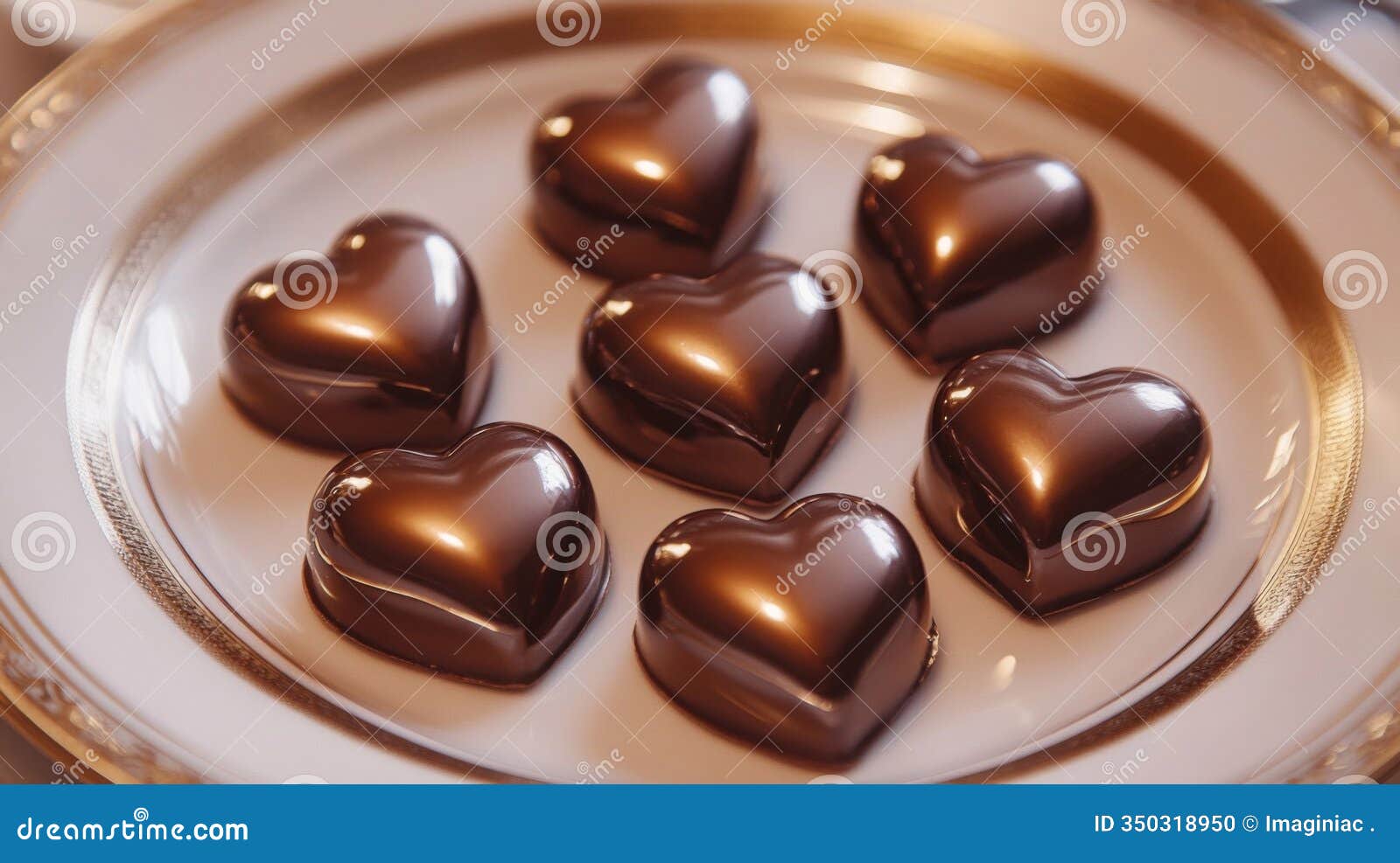Seven Heart Shaped Chocolate Candies on a Plate Stock Illustration ...