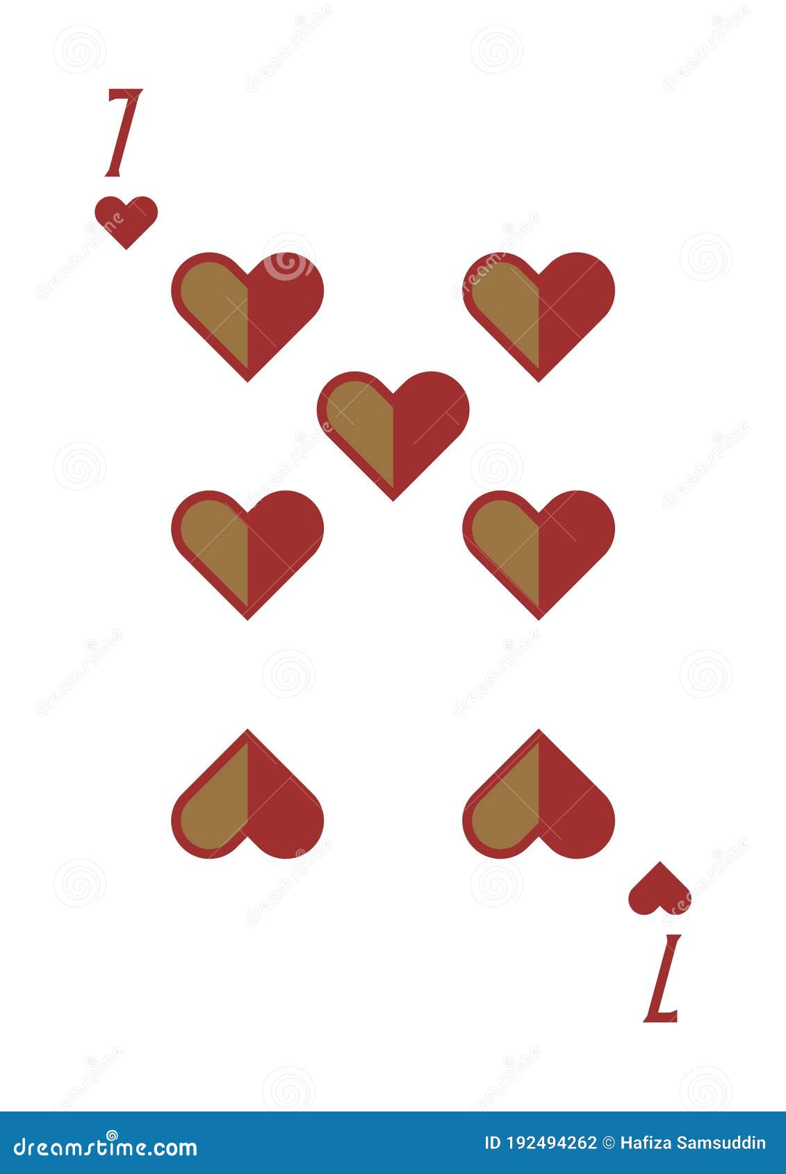Seven of Hearts. Vector Illustration Decorative Design Stock Vector ...
