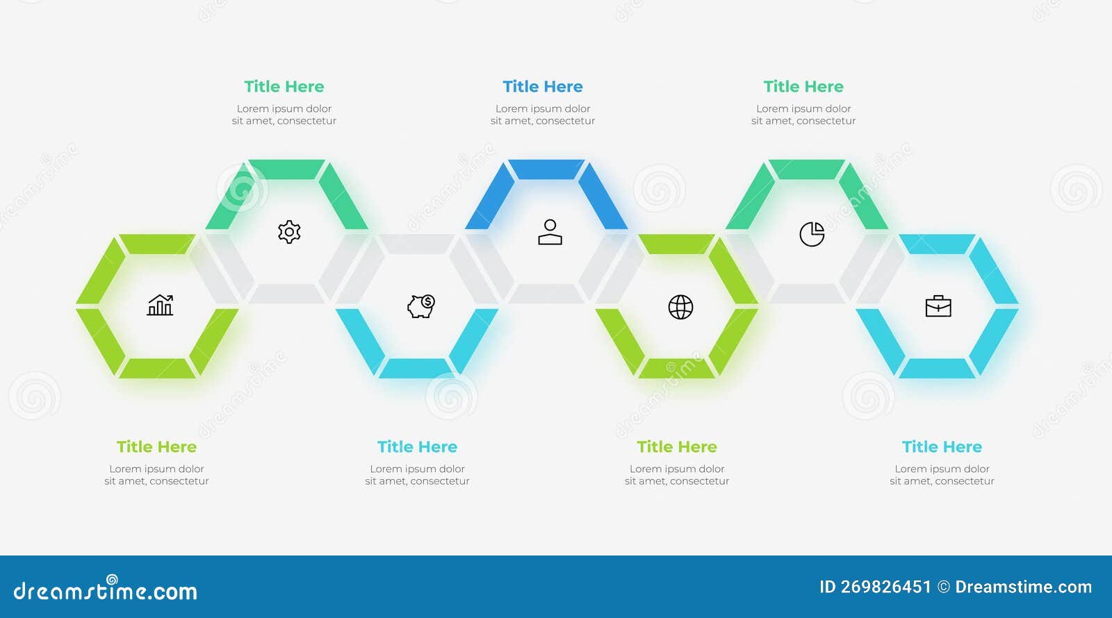 Seven Hexagons Arranged in a Row. Infographic Elements Stock Vector ...