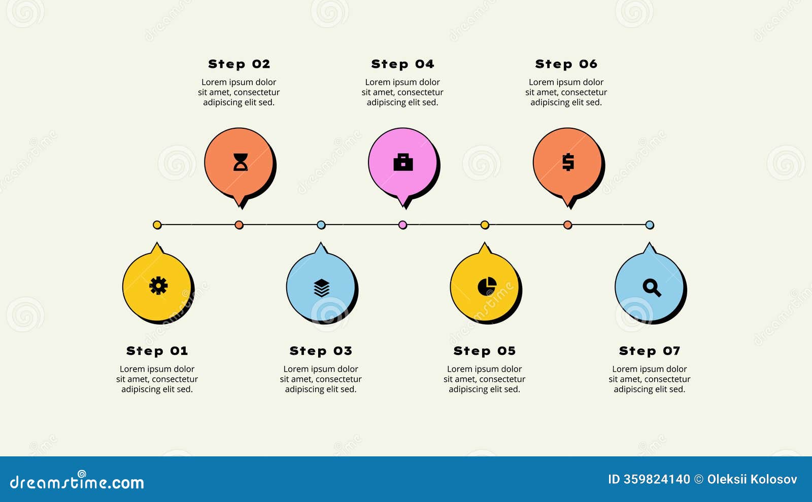 Seven Horizontal Circle Elements. Concept Of 7 Options Of Business ...