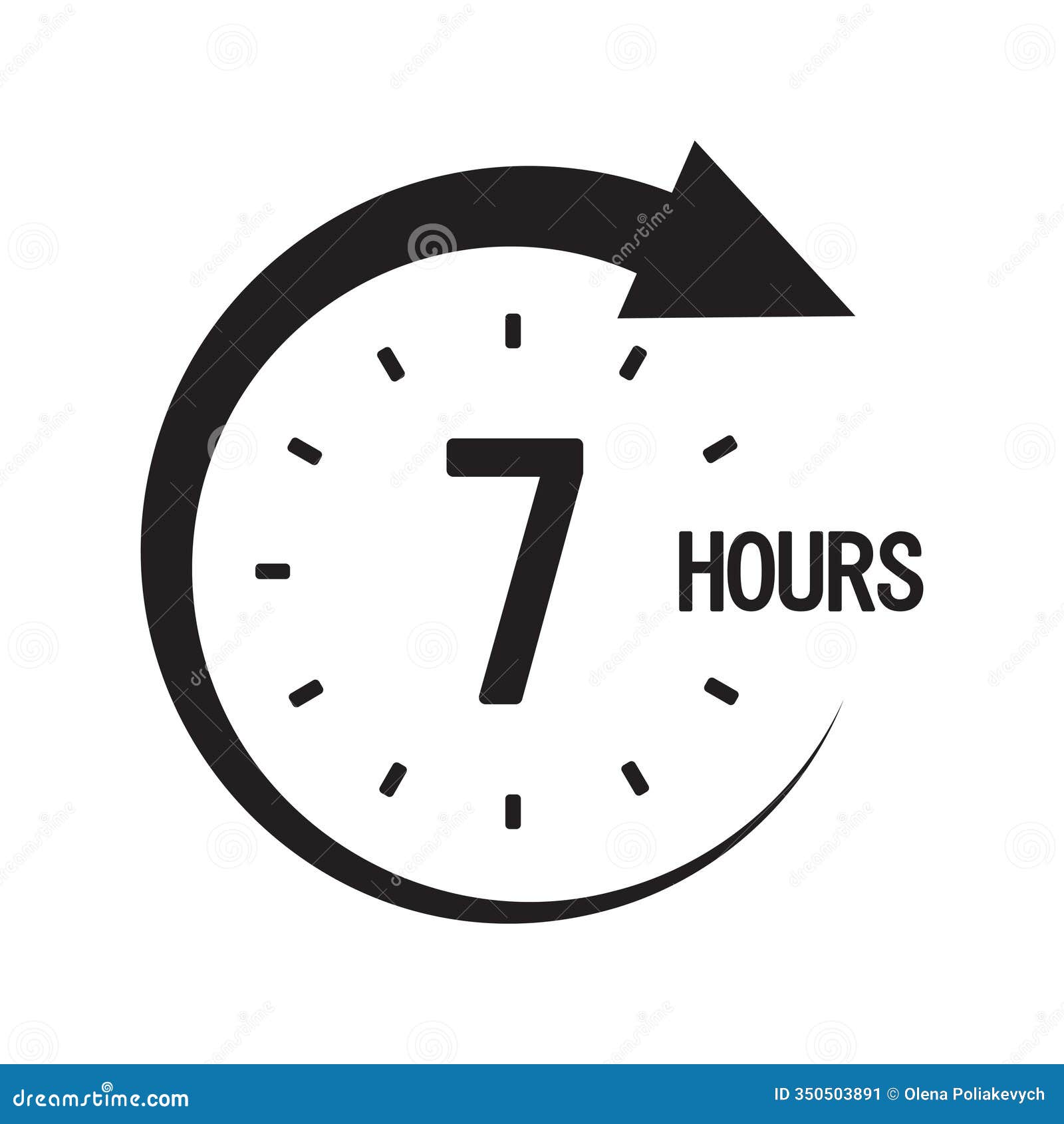 Seven Hours Icon. Bold 7 Text. Circular Clock Symbol. Countdown Timer ...