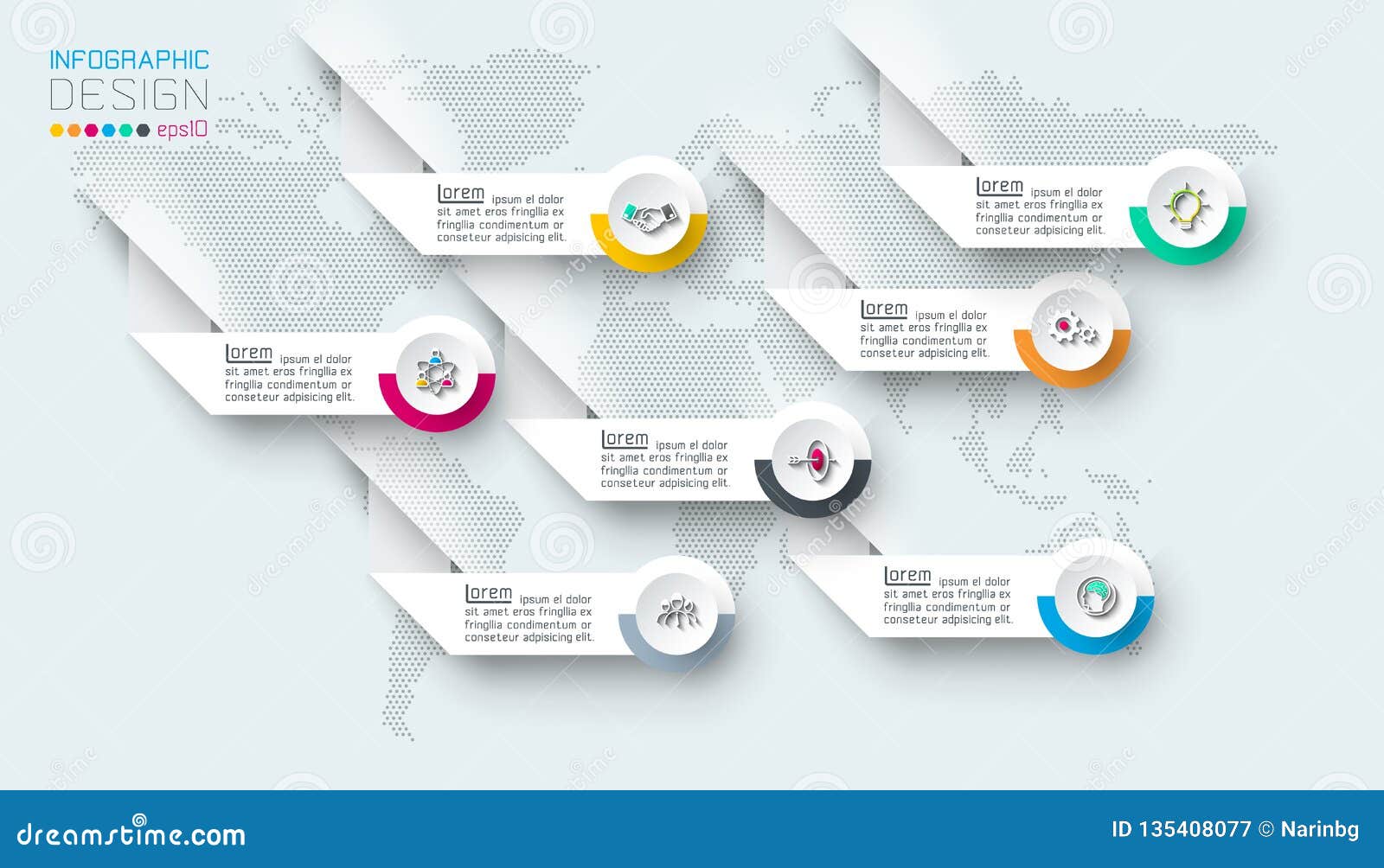 Seven Labels with Business Icon Stock Vector - Illustration of diagram ...
