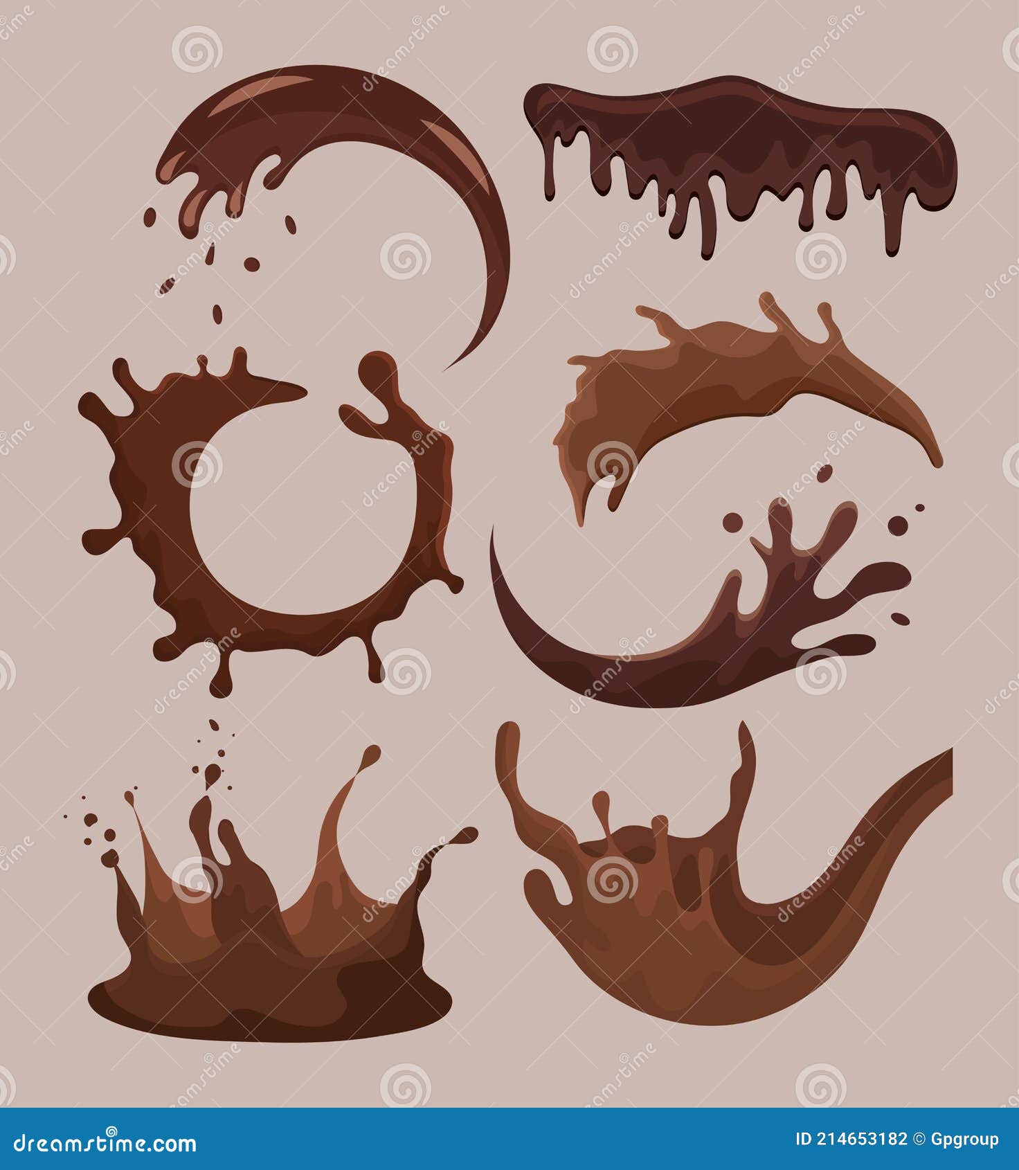 Seven liquid chocolates stock vector. Illustration of calorie - 214653182
