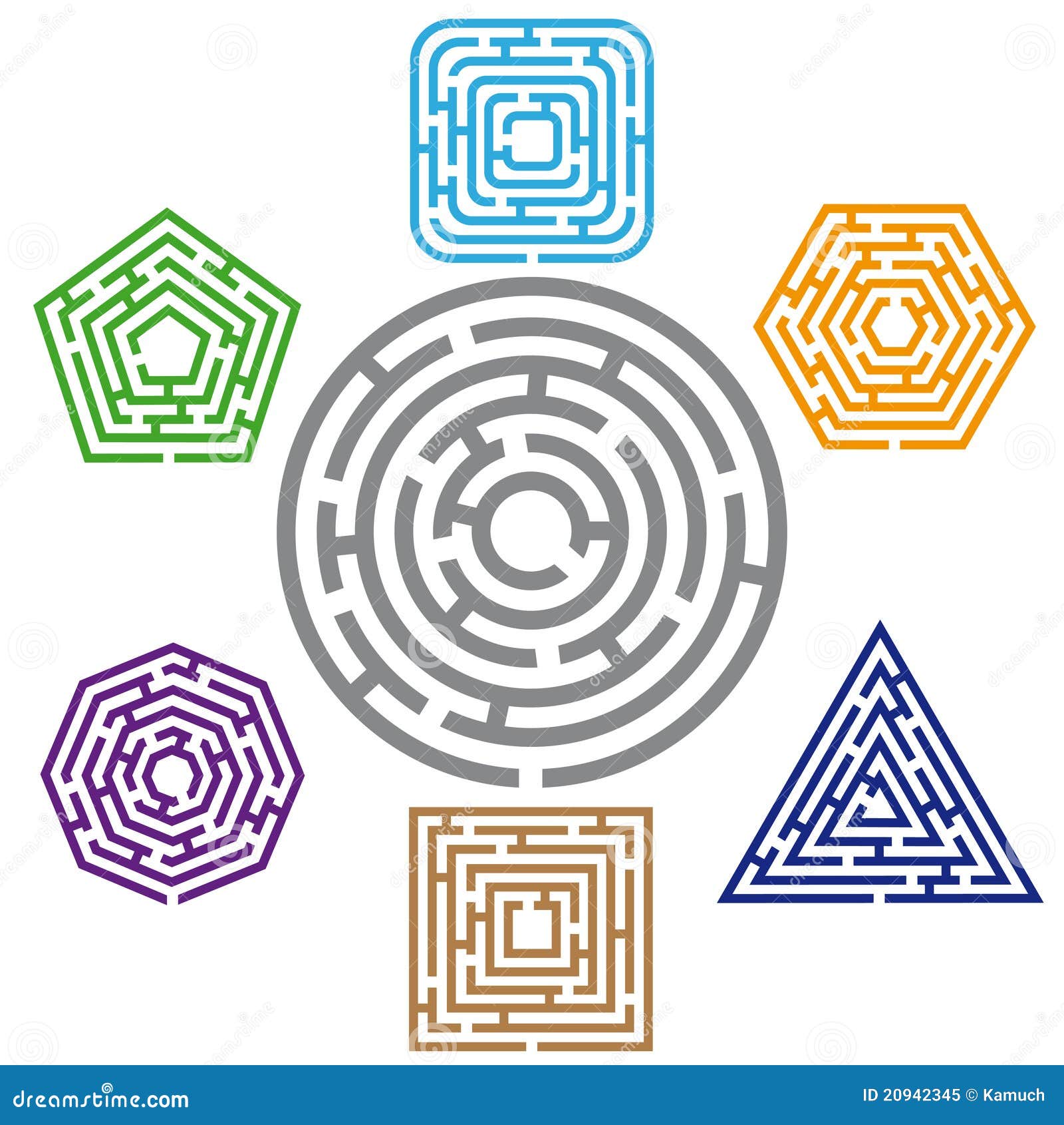 Seven maze stock illustration. Illustration of complicated - 20942345