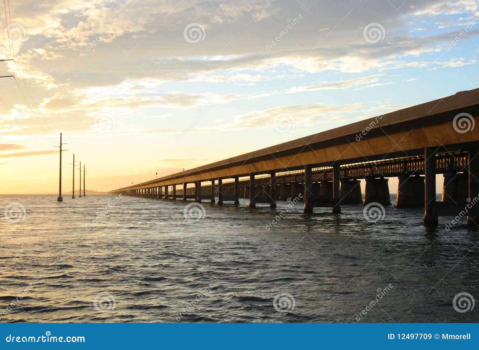 Seven mile bridge stock image. Image of water, sunset - 12497709