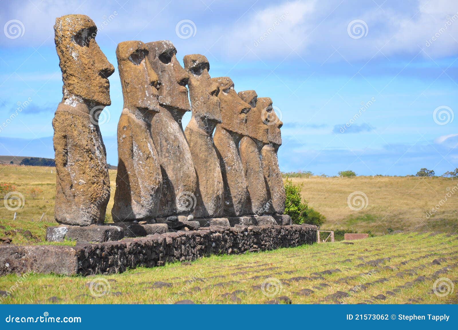 Seven Moai, Easter Island stock photo. Image of rapa - 21573062
