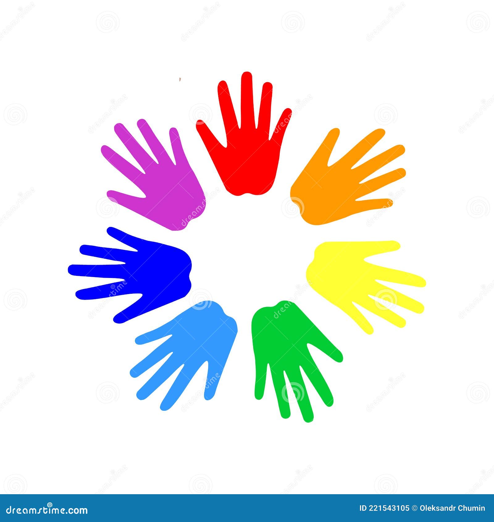 Seven Multi-colored Hands. Rainbow Vector Stock Illustration ...