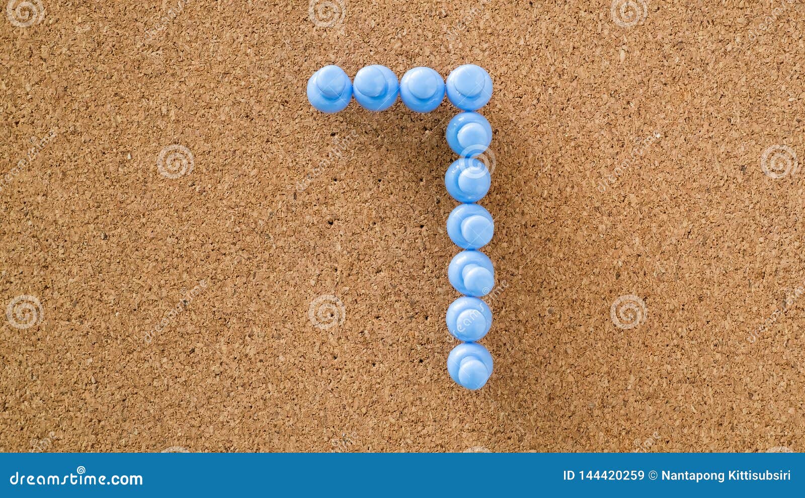 Seven, Number Made by Pastel Blue Pushpin on Cork Board Texture Stock ...