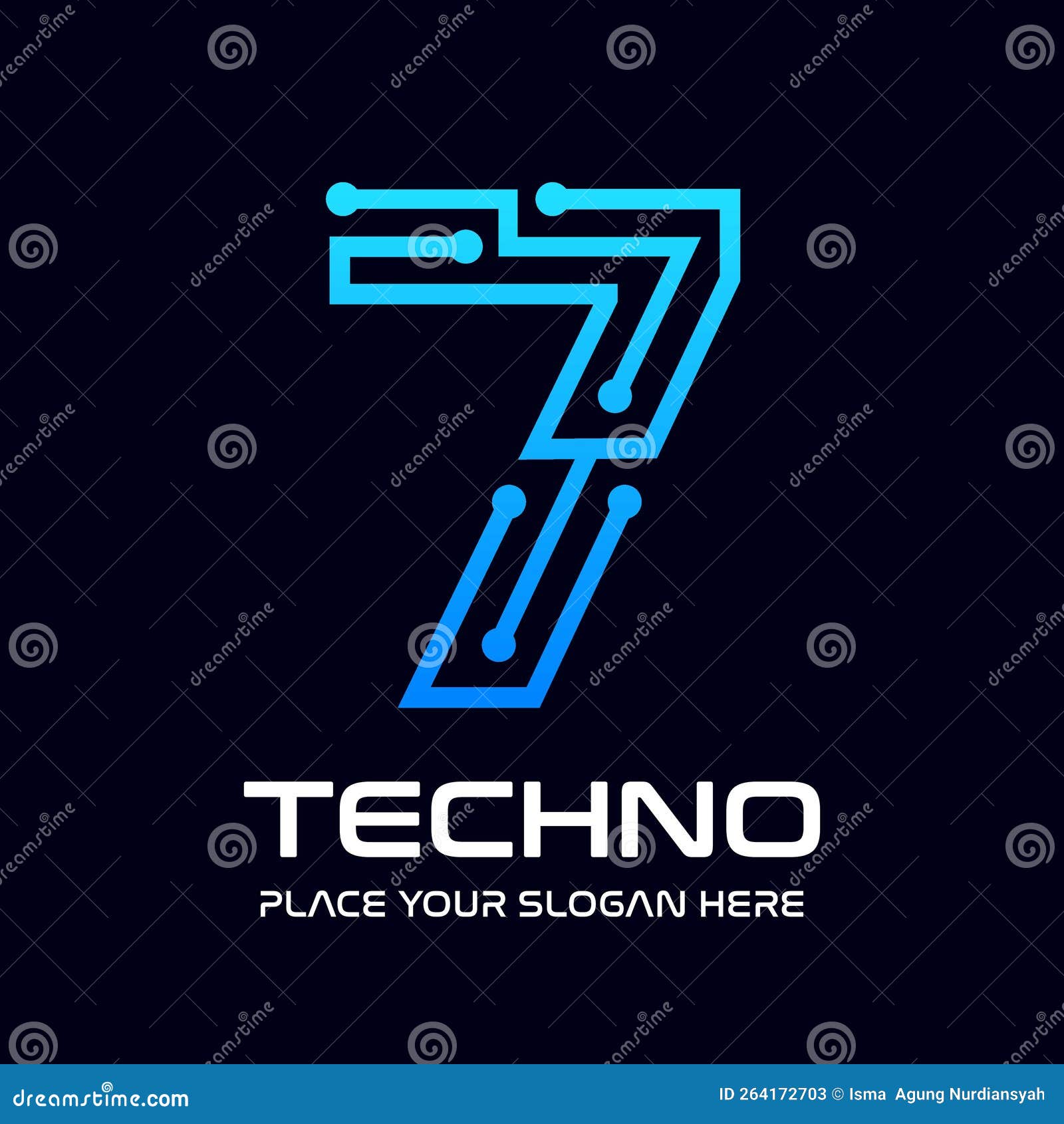 Seven or 7 Number Technology Vector Logo Template Stock Vector ...
