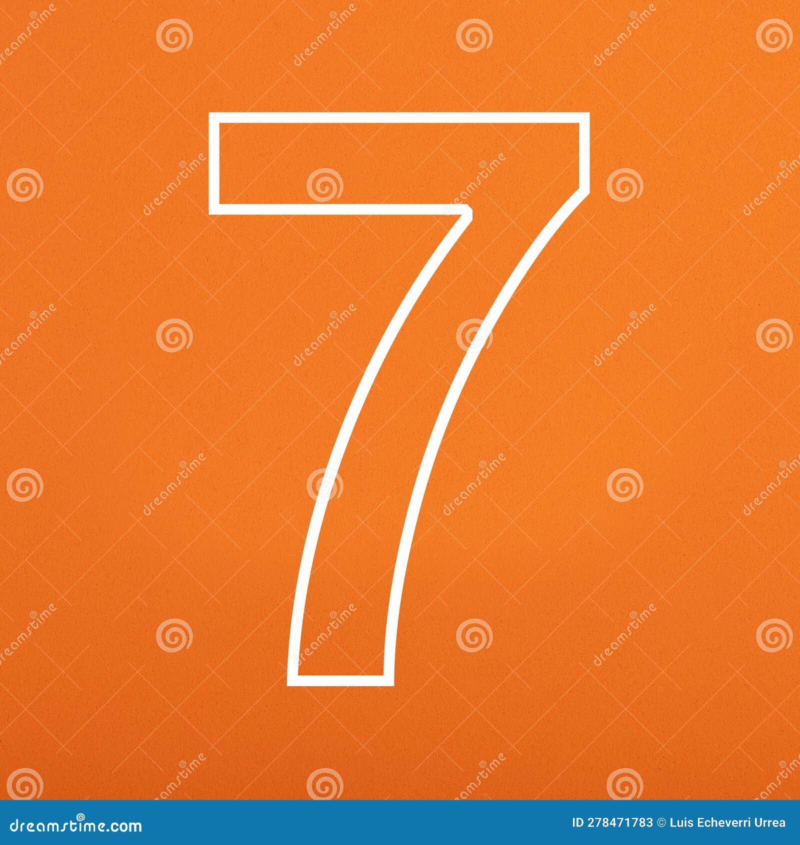 Seven, Number Written in White on Orange Foamy Background Stock Image ...