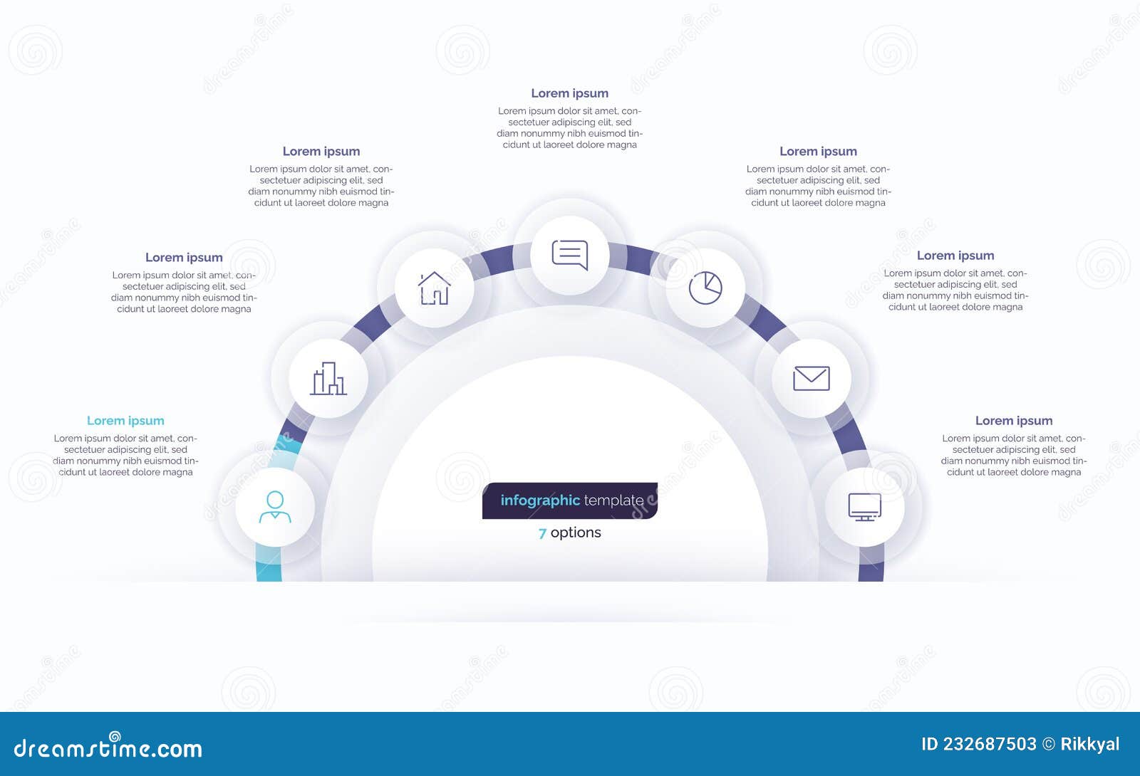 Seven Option Circle Infographic Design Template. Vector Illustration ...