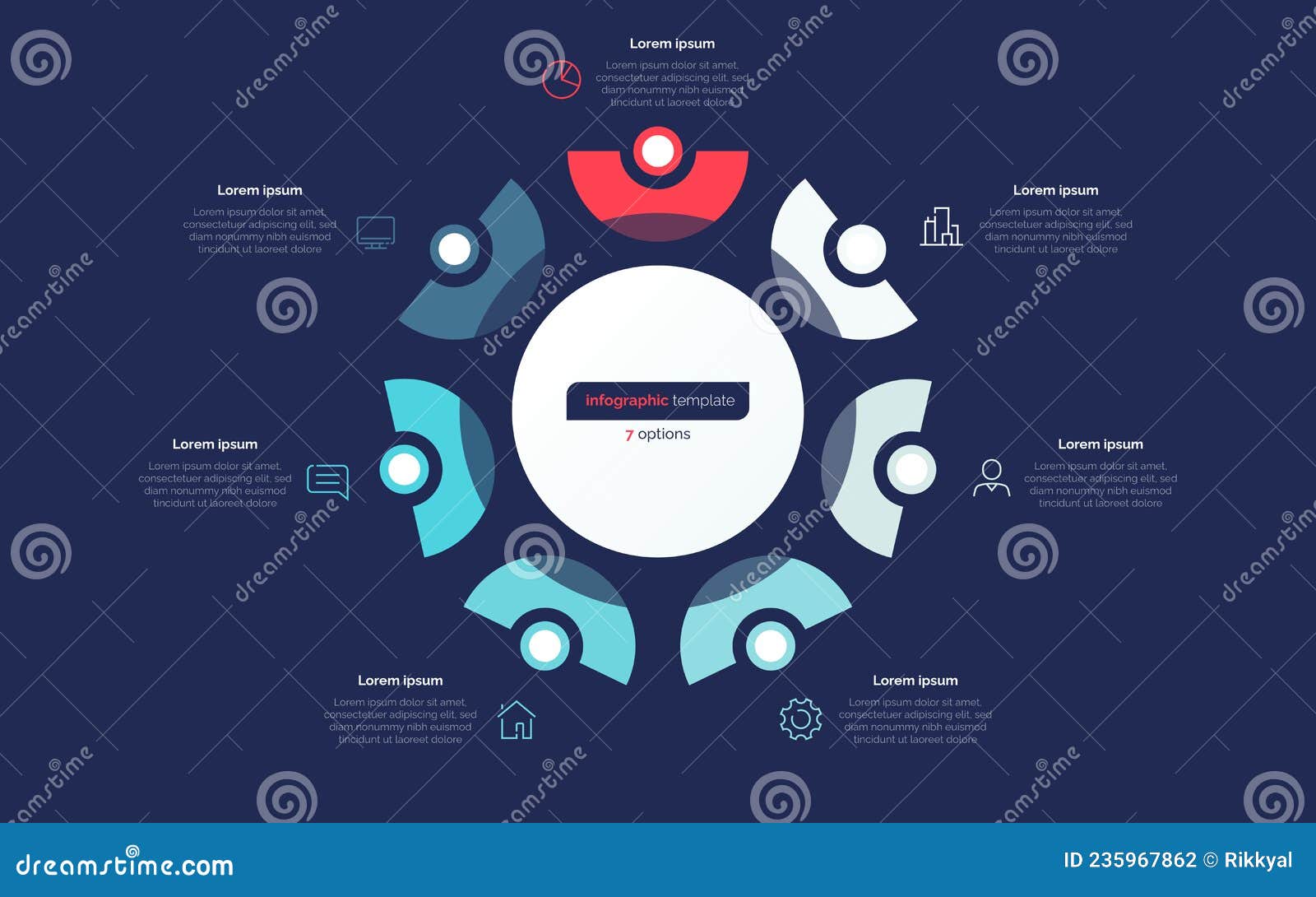 Seven Option Circle Infographic Design Template. Vector Illustration ...