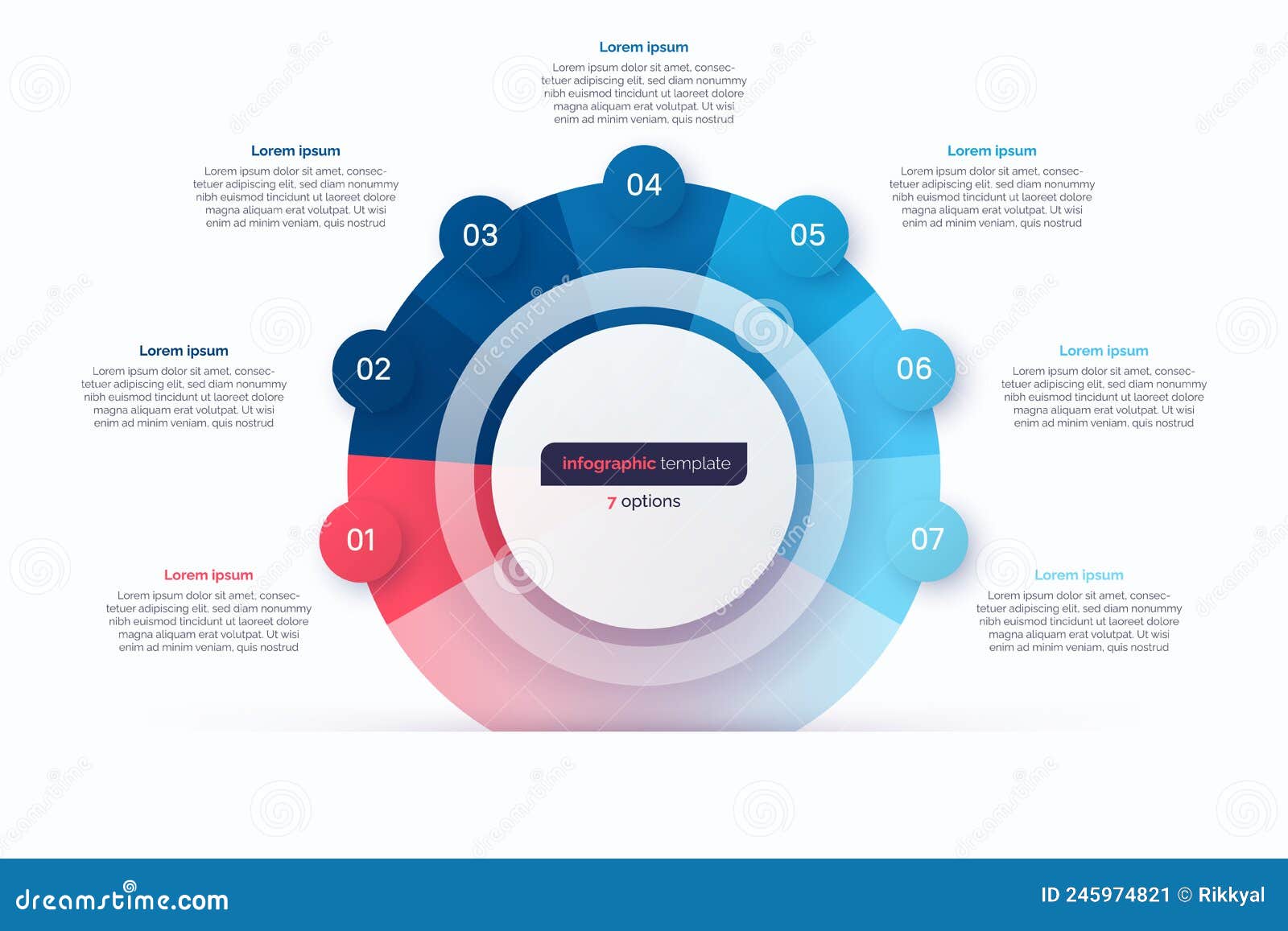 Seven Option Circle Infographic Design Template. Vector Illustration ...