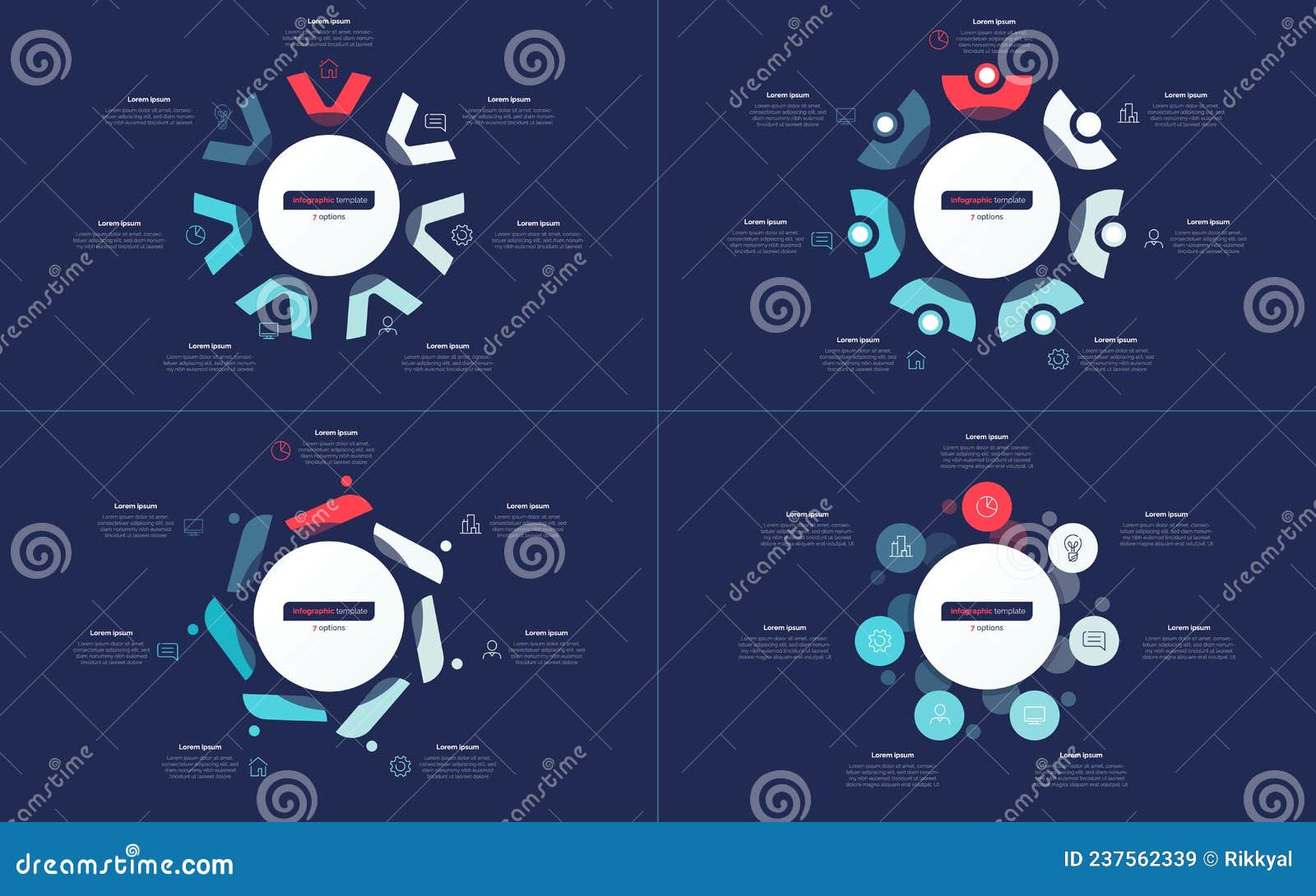Seven Option Circle Infographic Design Templates. Vector Illustration ...