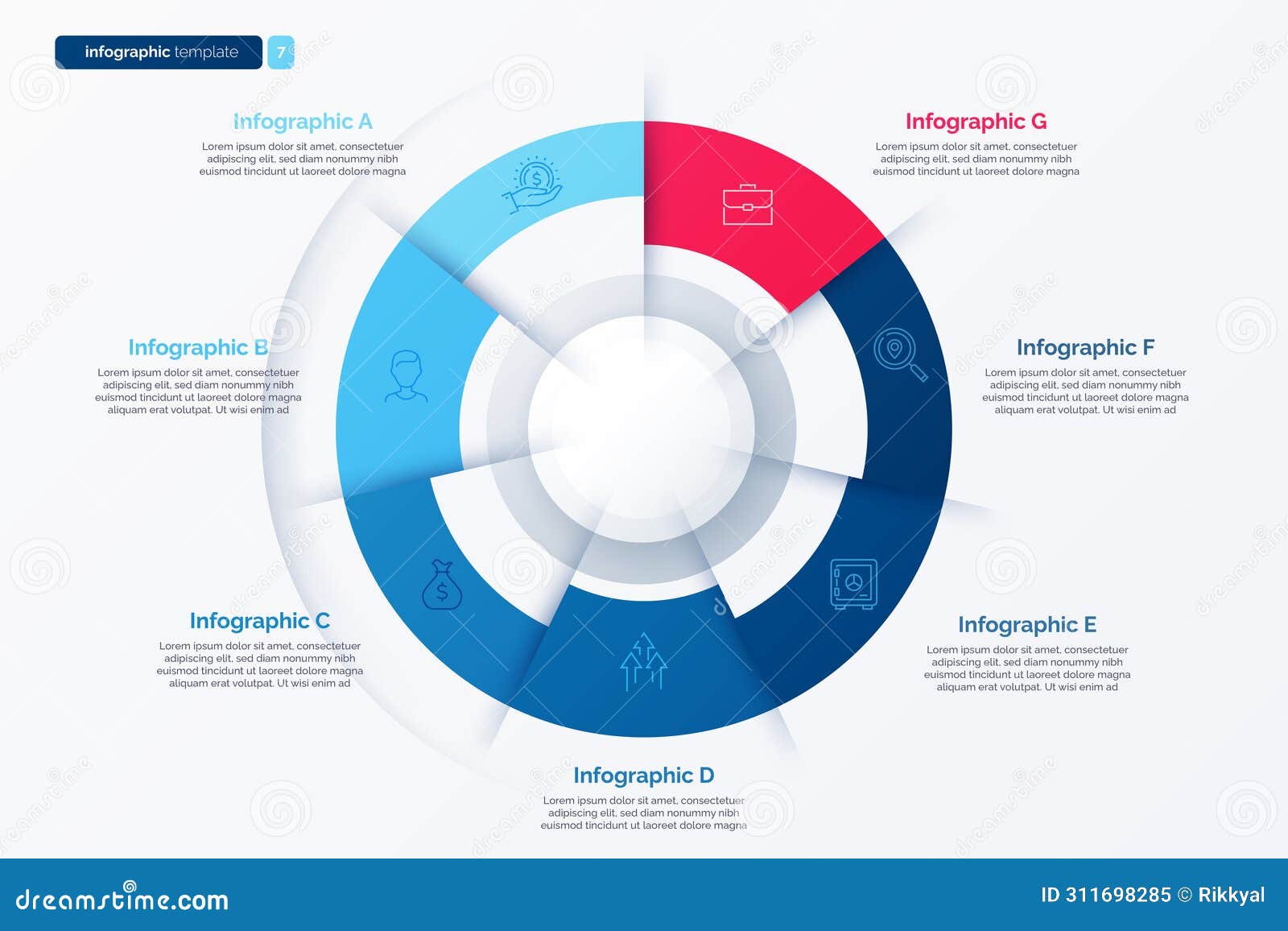 Seven Option Cycle Infographic Chart. Vector Illustration Stock Vector ...