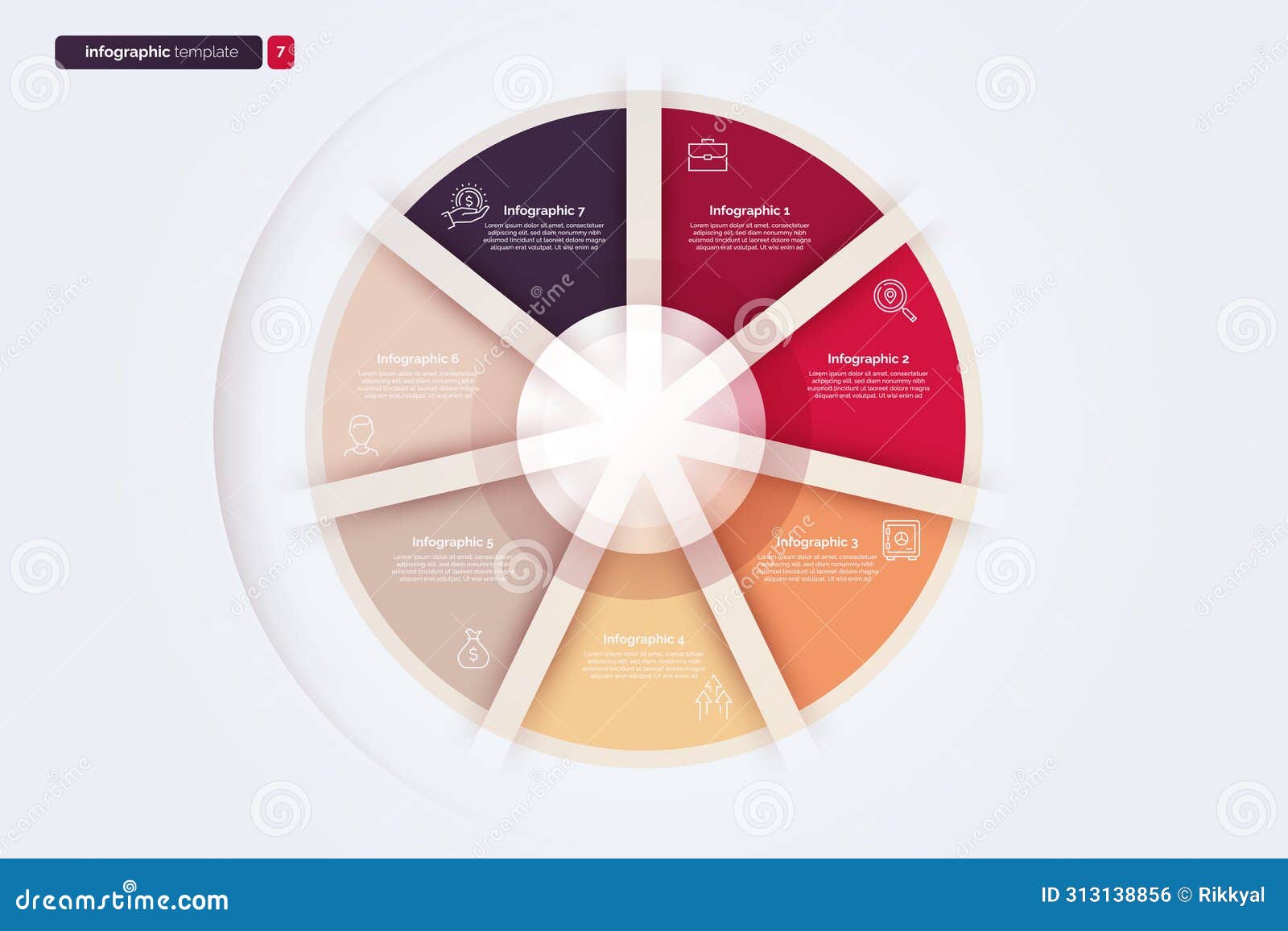 Seven Option Cycle Infographic Chart. Vector Illustration Stock Vector ...