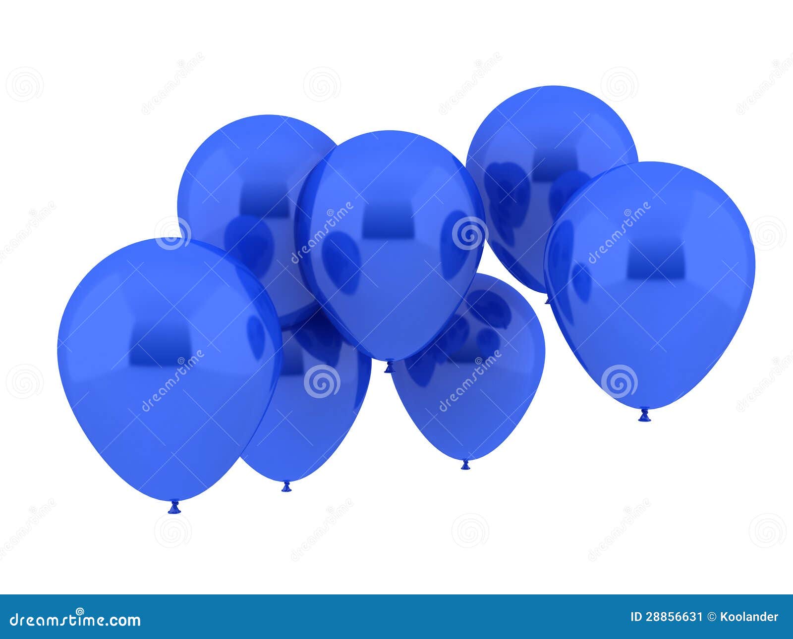 Seven Party Balloons in Blue Color Stock Illustration - Illustration of ...