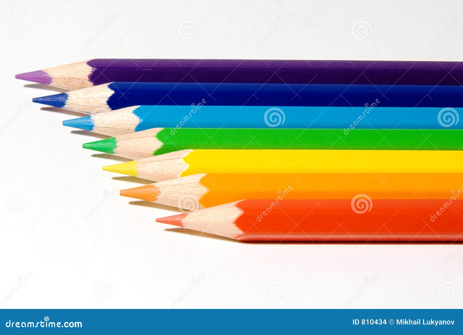 Seven Pencils of Color of a Rainbow Stock Photo - Image of decoration ...