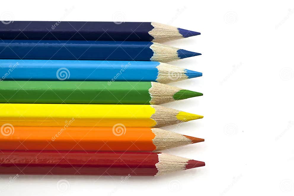 Seven Pencils of Rainbow Colours Stock Photo - Image of group, pencil ...