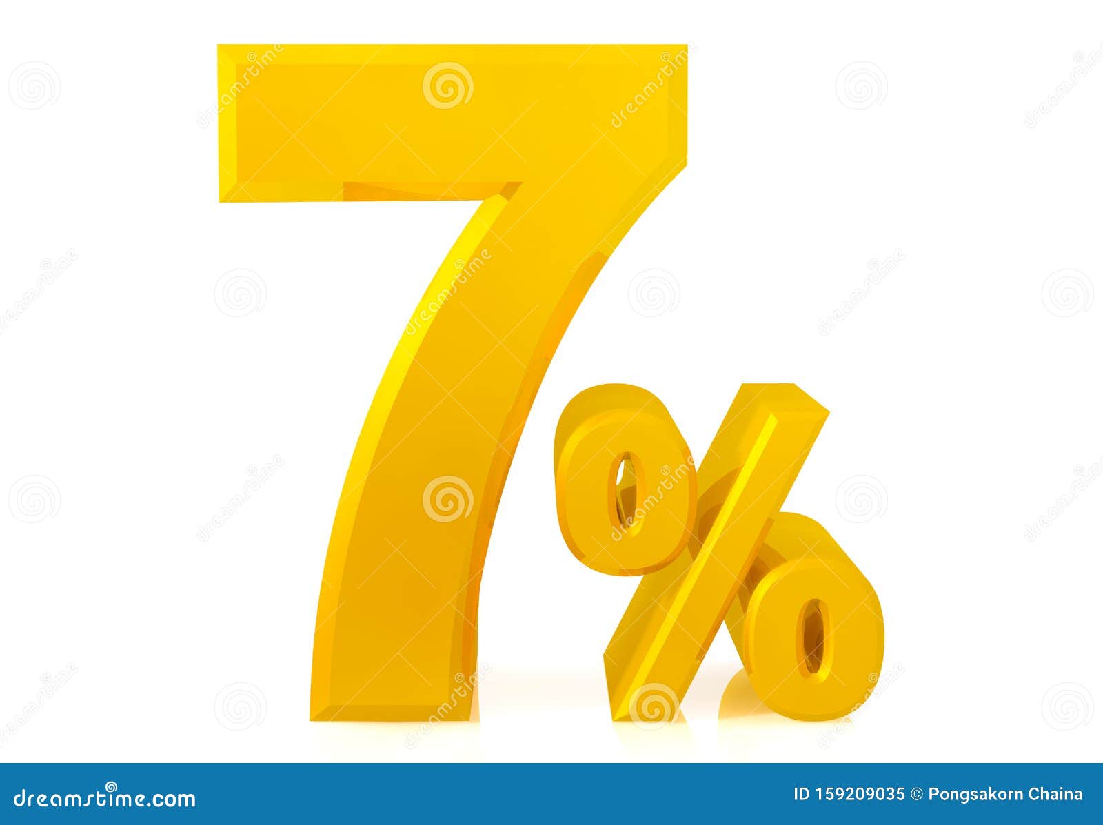 Seven Percent Gold 3d Rendering on White Background Stock Illustration ...