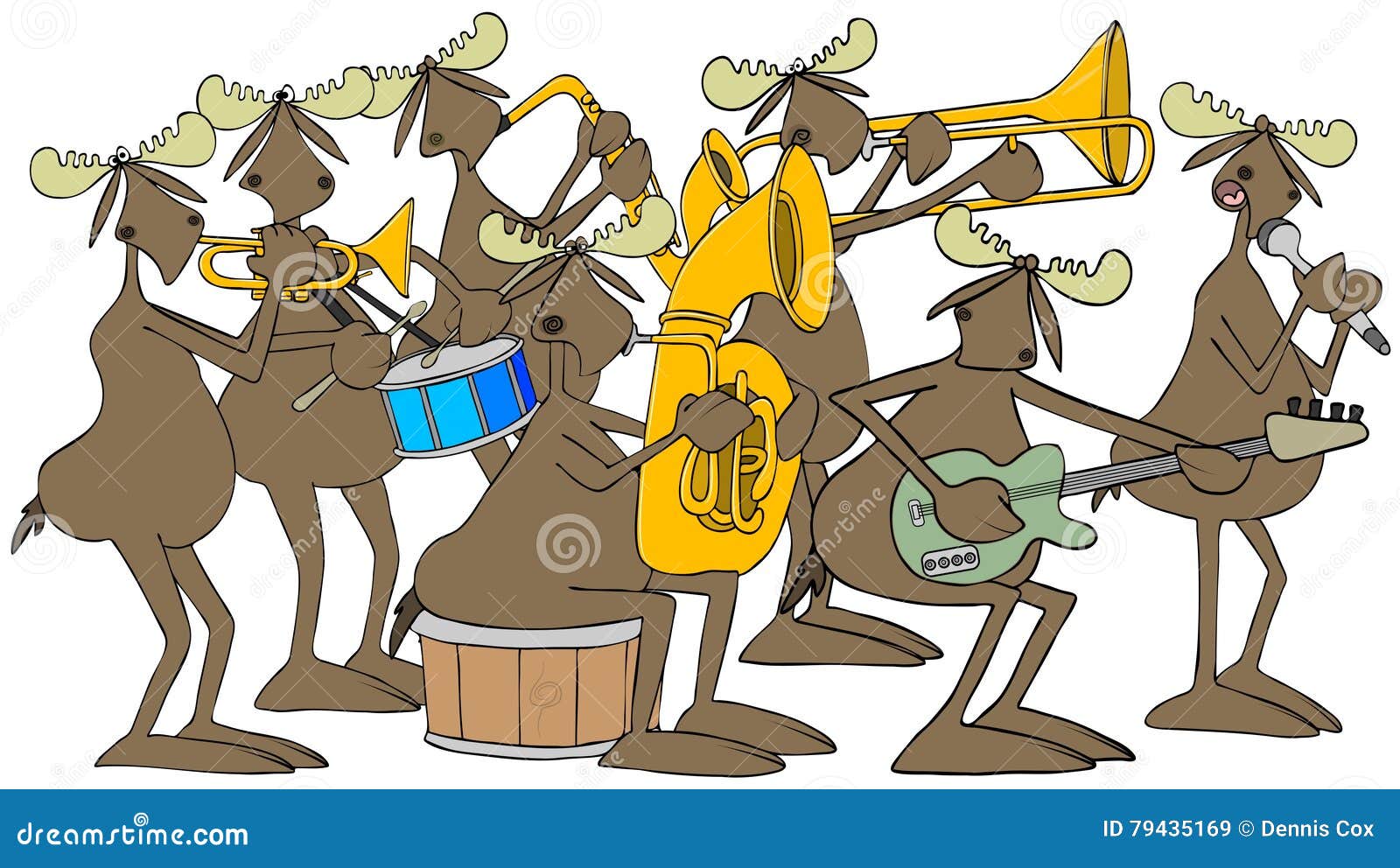 Seven piece moose band stock illustration. Illustration of percussion ...