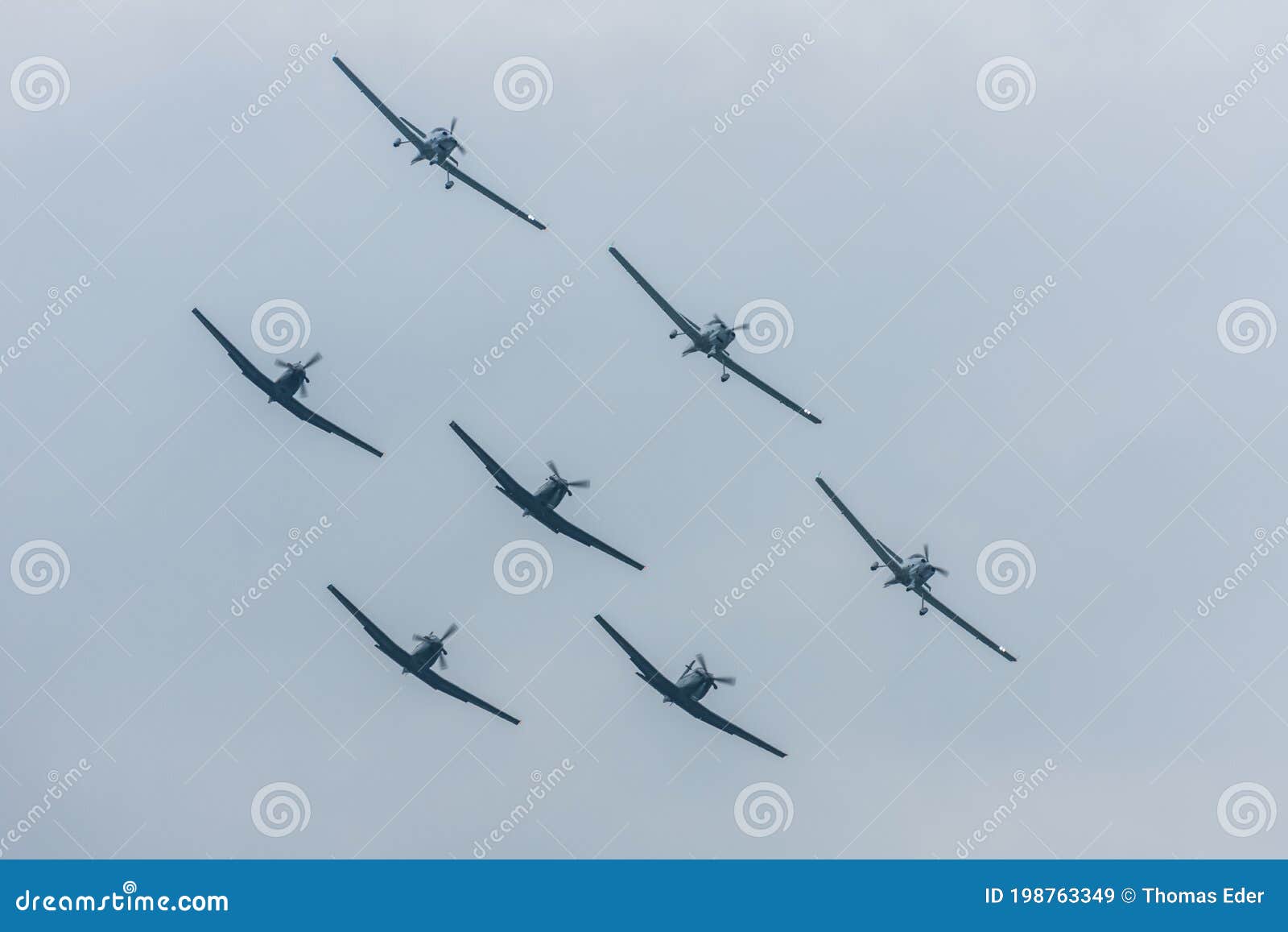 Seven Planes in Formation at the Sky during a Air Show Stock Image ...