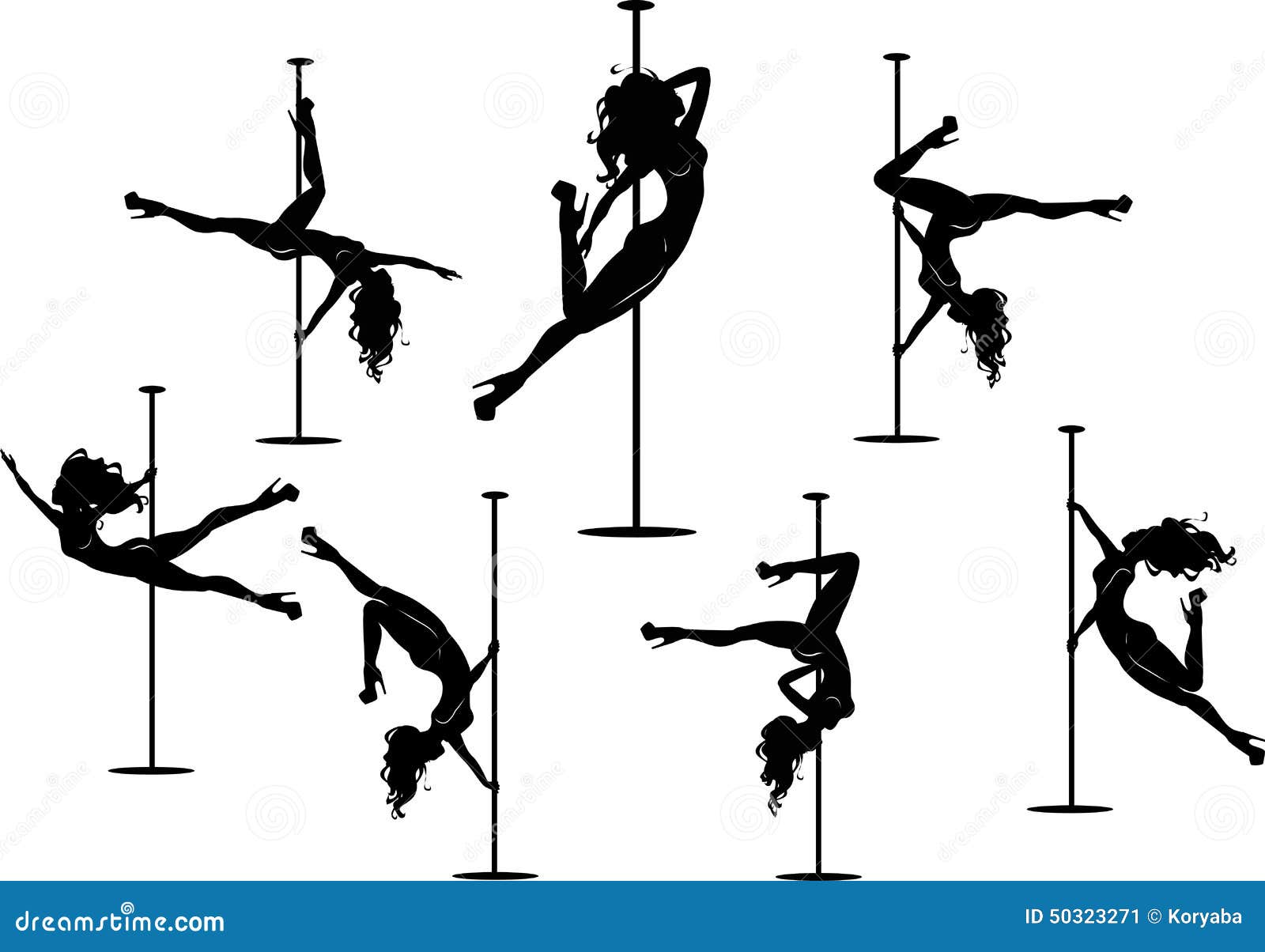 Seven Pole Dancers Silhouettes Stock Vector - Illustration of fashion ...