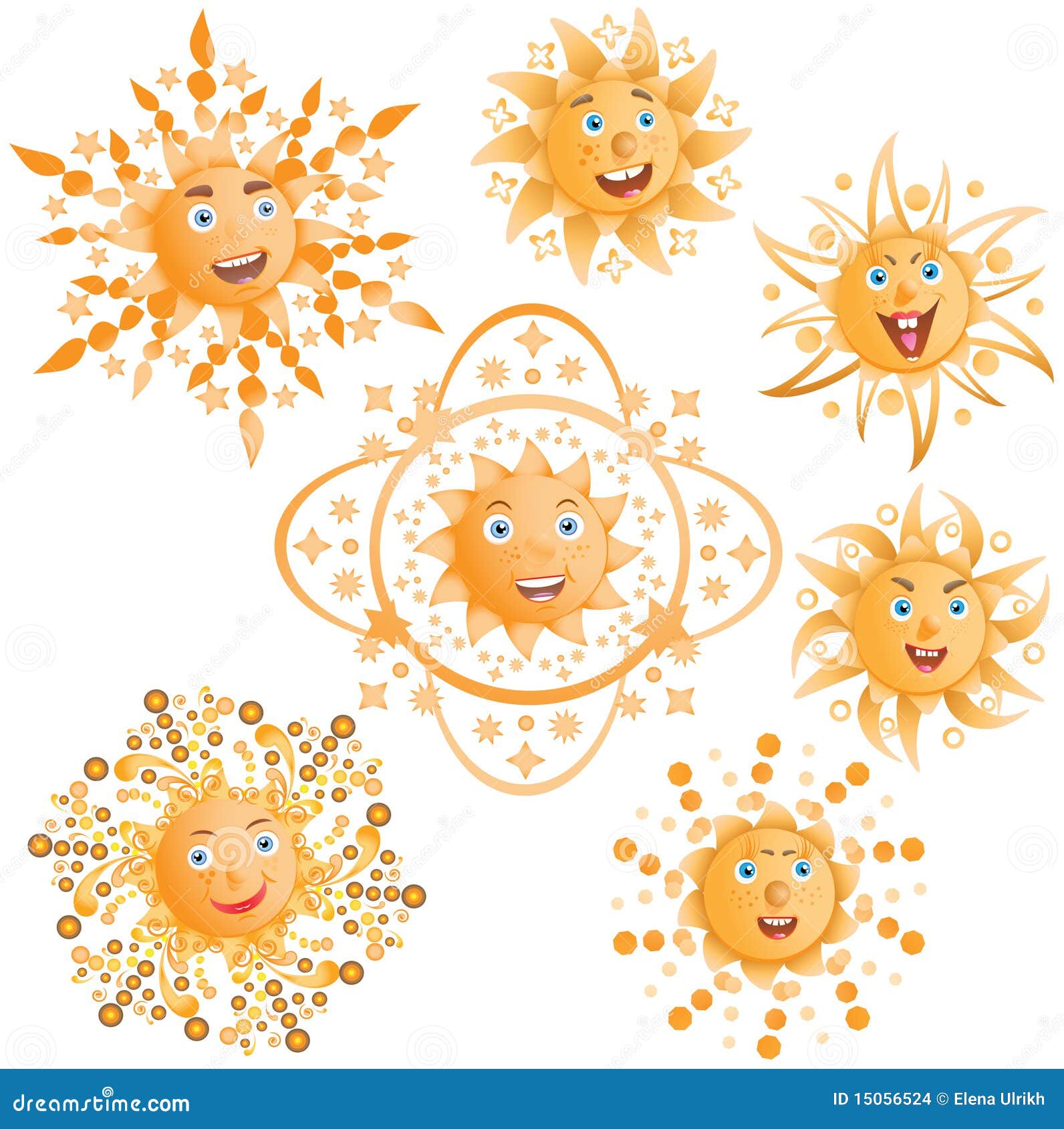Seven positive sun. stock vector. Illustration of color - 15056524