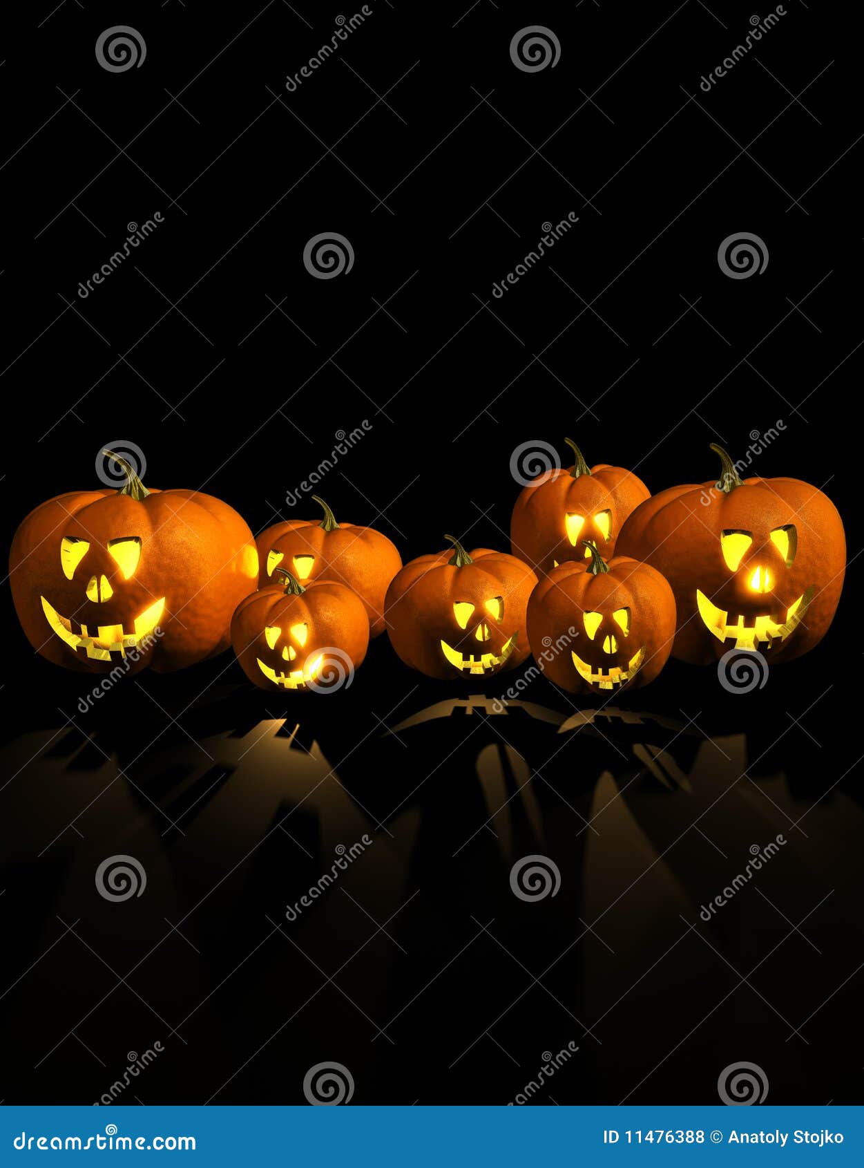 Seven pumpkin glow stock illustration. Illustration of celebration ...