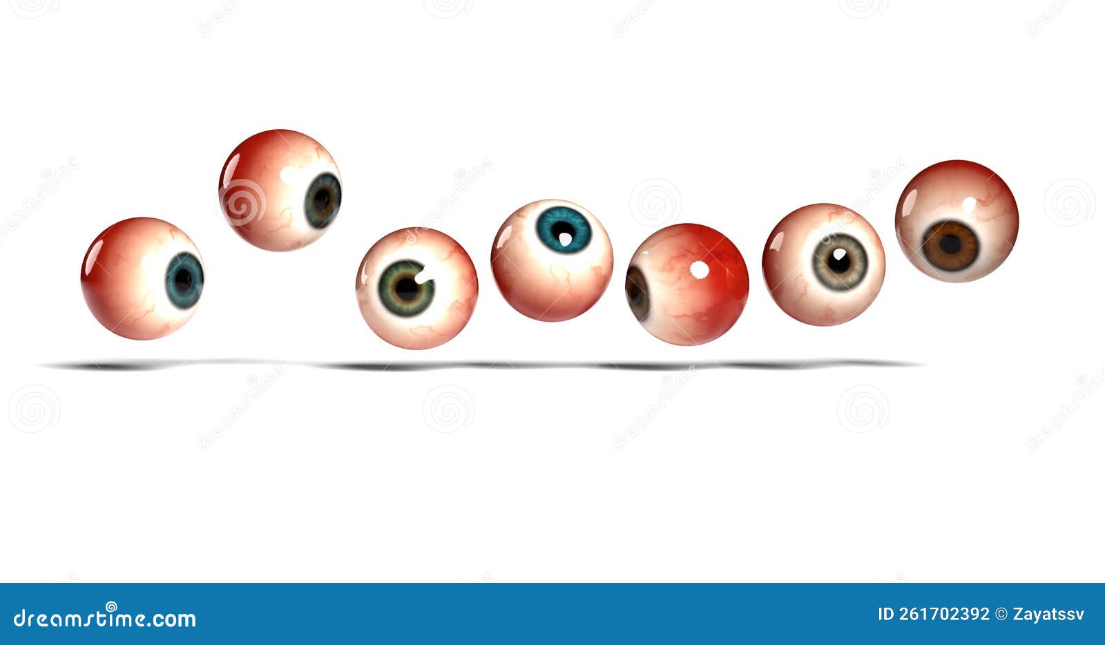 Seven Realistic Human Eyes with Different Iris, Isolated on White ...