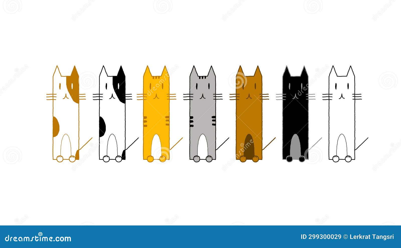 Seven Rectangle Cats Drawing Shape Stock Illustration - Illustration of ...