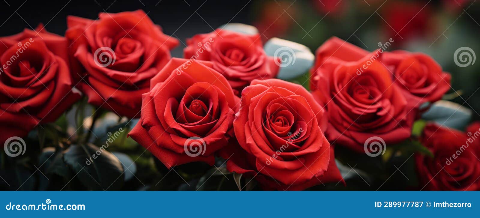 Seven Red Roses with Dark Background Stock Image - Image of dark ...
