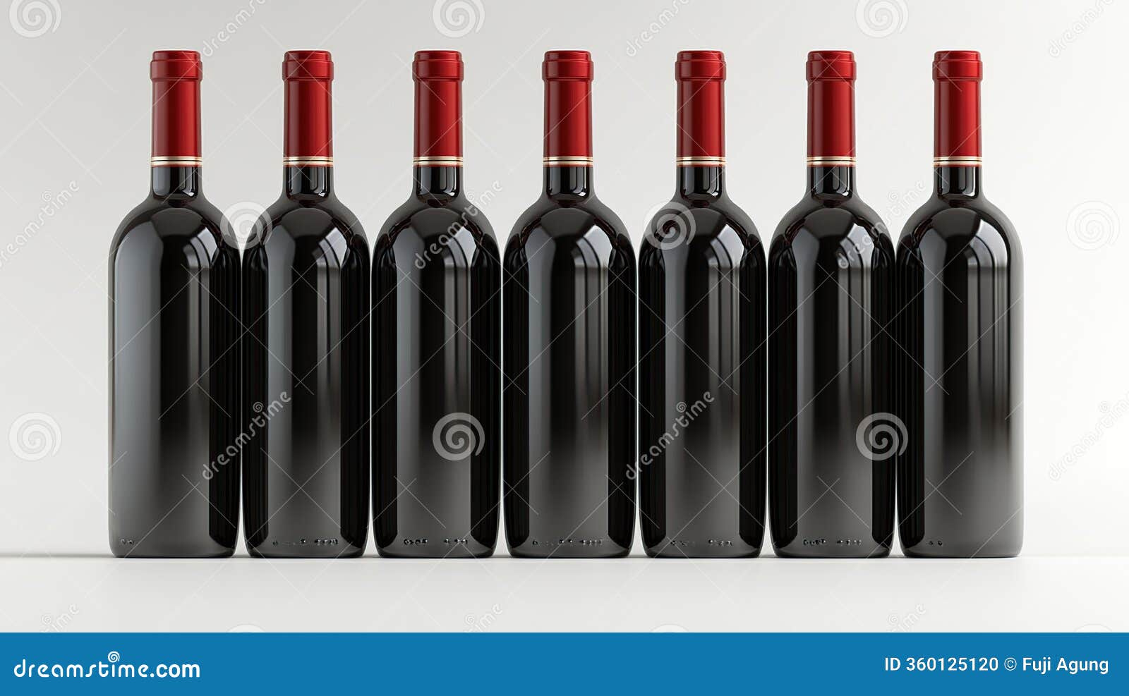 Seven Red Wine Bottles Studio Shot, White Background, Product Display ...