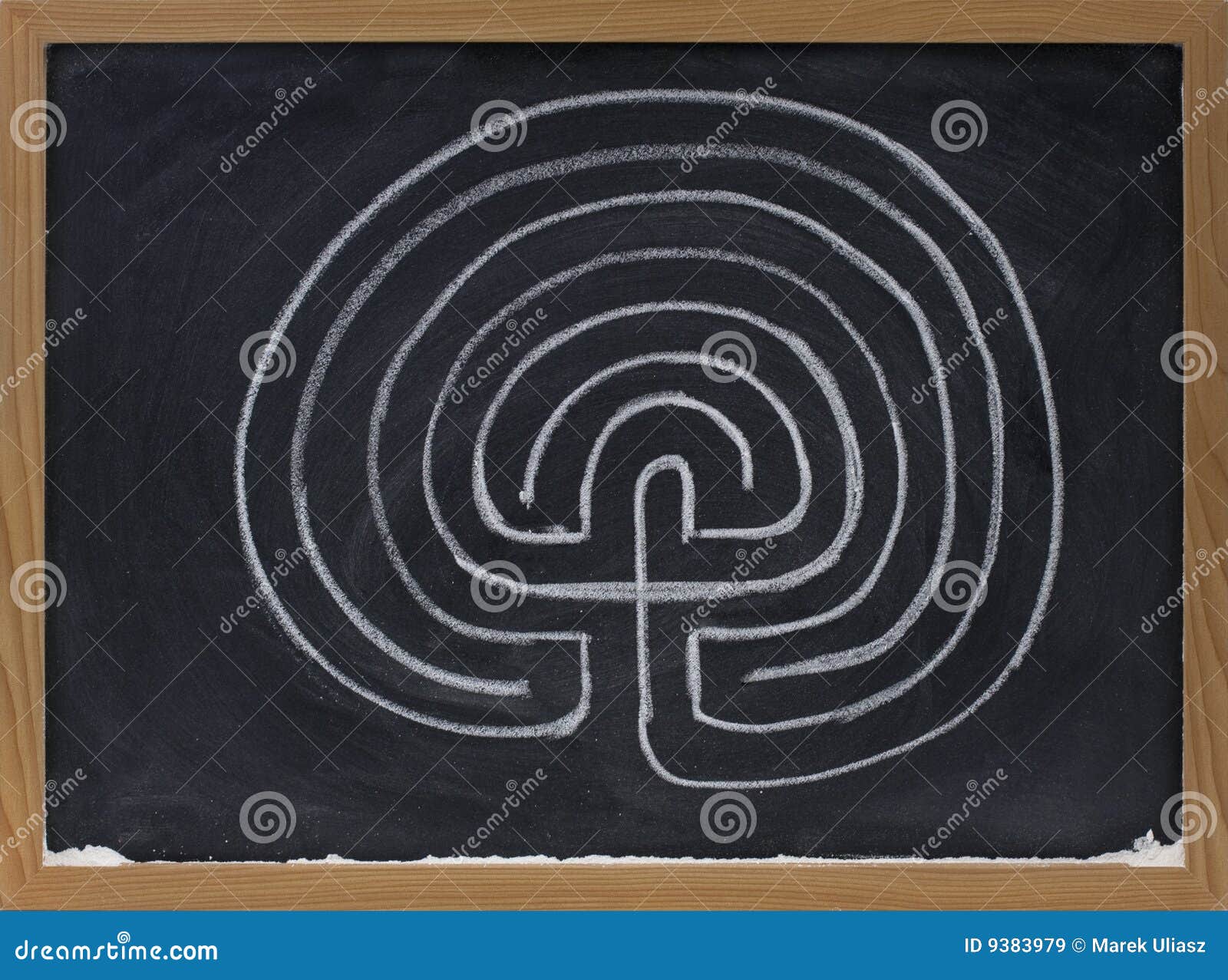 Seven Ring Labyrinth on Blackboard Stock Image - Image of space, circle ...