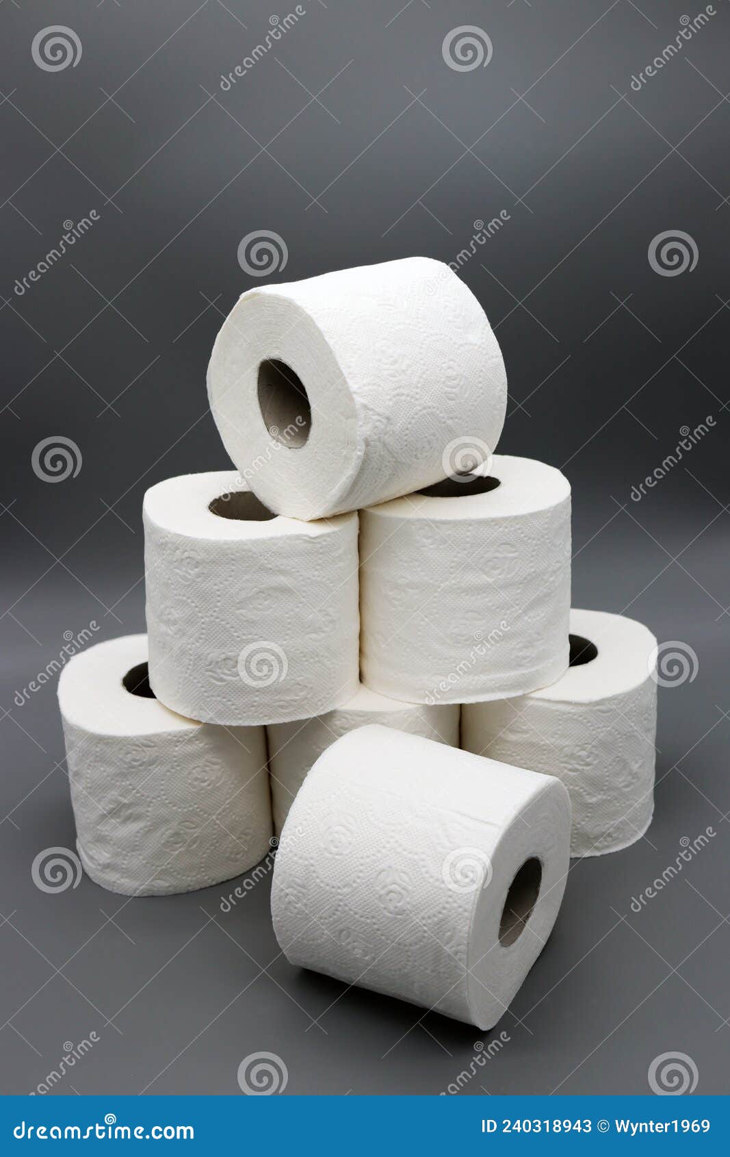 Stack of Toilet Paper Rolls on Grey Background Stock Image - Image of ...