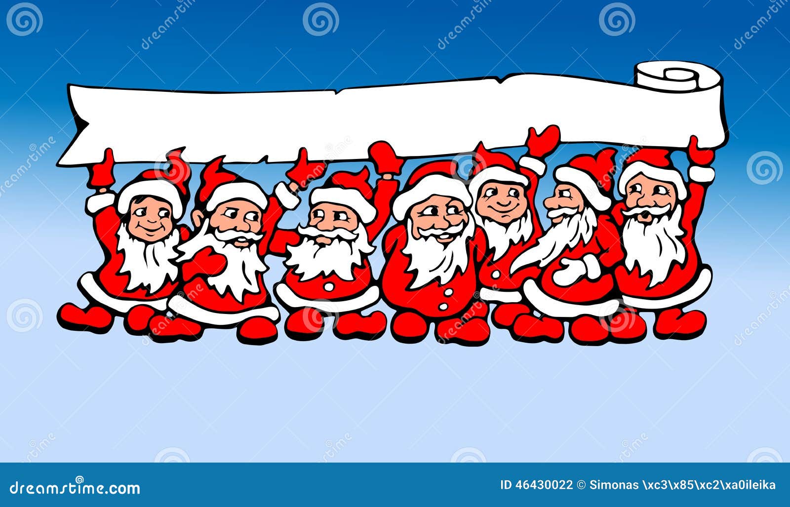 Seven Santas Graphic Illustration Stock Illustration - Illustration of ...