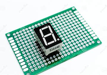 Seven Segment Indicator Attached To a Green Printed Circuit Board on a White Background. Arduino ...